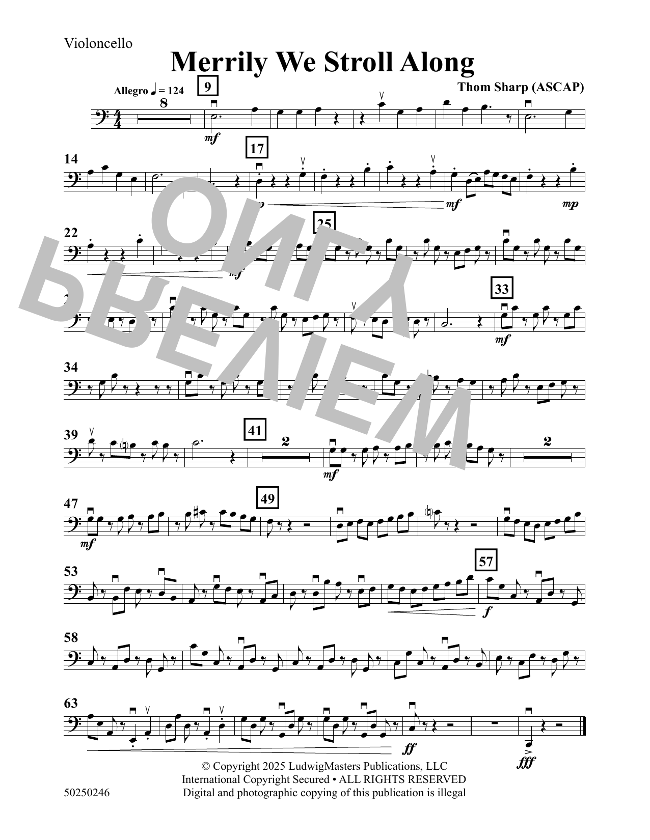 Merrily We Stroll Along - Cello by Thom Sharp Sheet Music for Orchestra ...