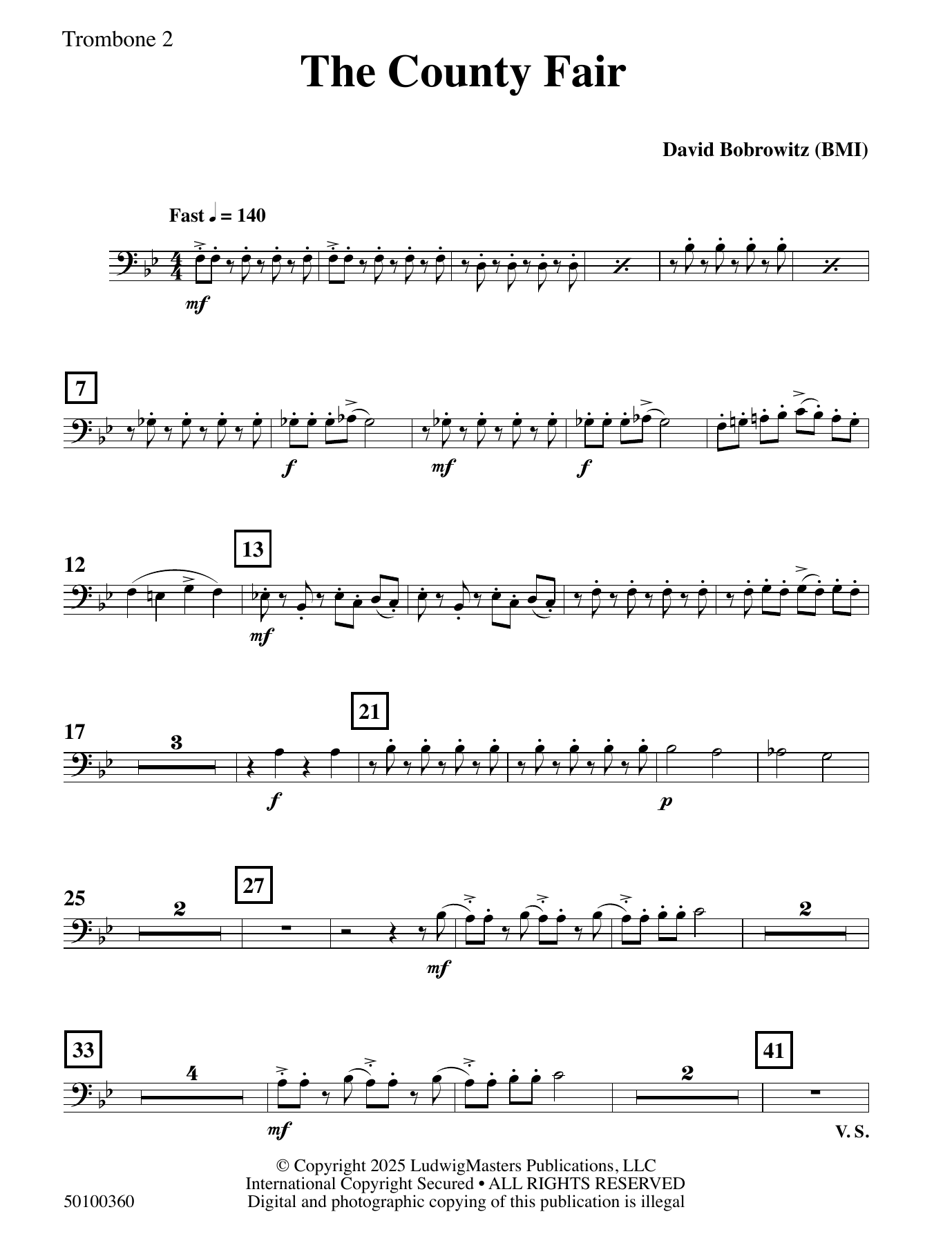 The County Fair - Trombone 2 by David Bobrowitz Sheet Music for Concert ...