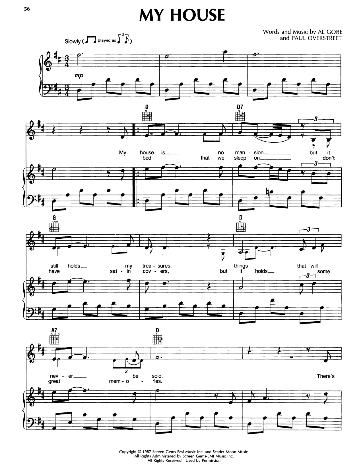 My House by Randy Travis Sheet Music for Piano, Vocal & Guitar Chords ...