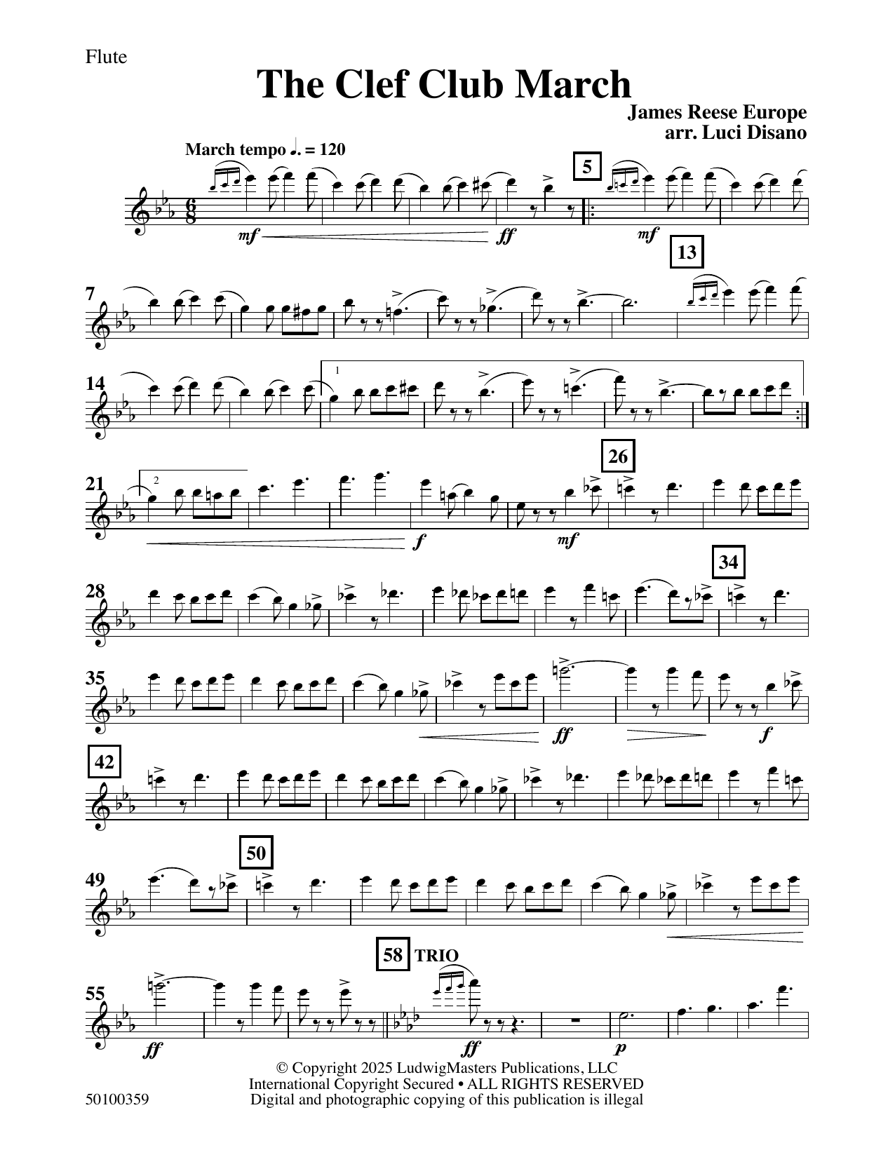 The Clef Club March (arr. Luci Disano) - Flute by James Reese Europe ...