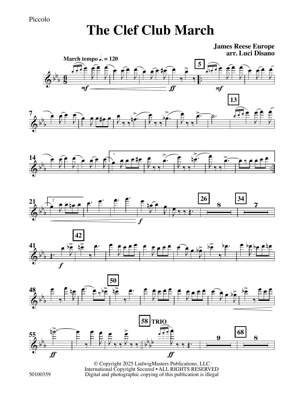 The Clef Club March (arr. Luci Disano) - Piccolo von James Reese Europe ...