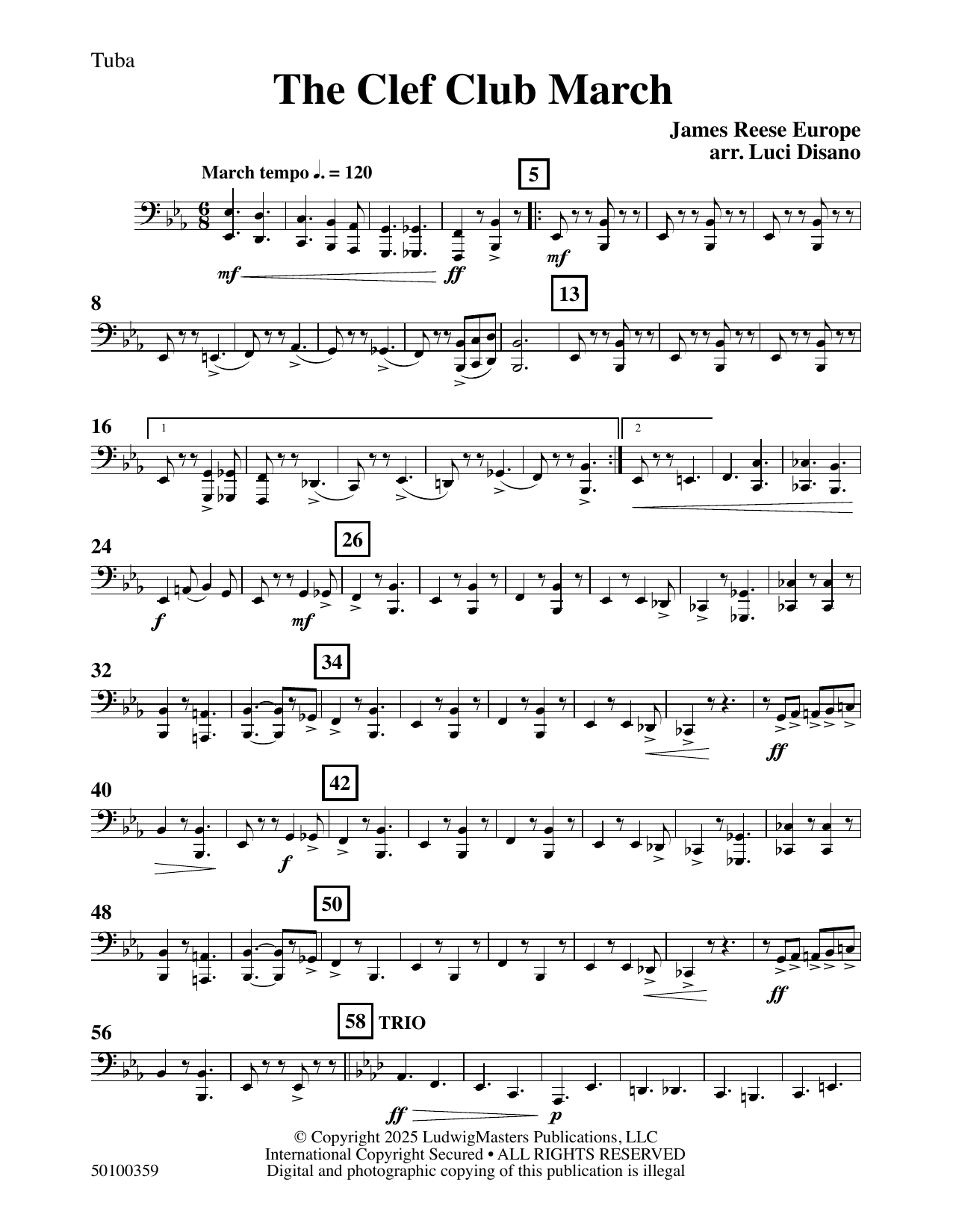 The Clef Club March (arr. Luci Disano) - Tuba by James Reese Europe ...