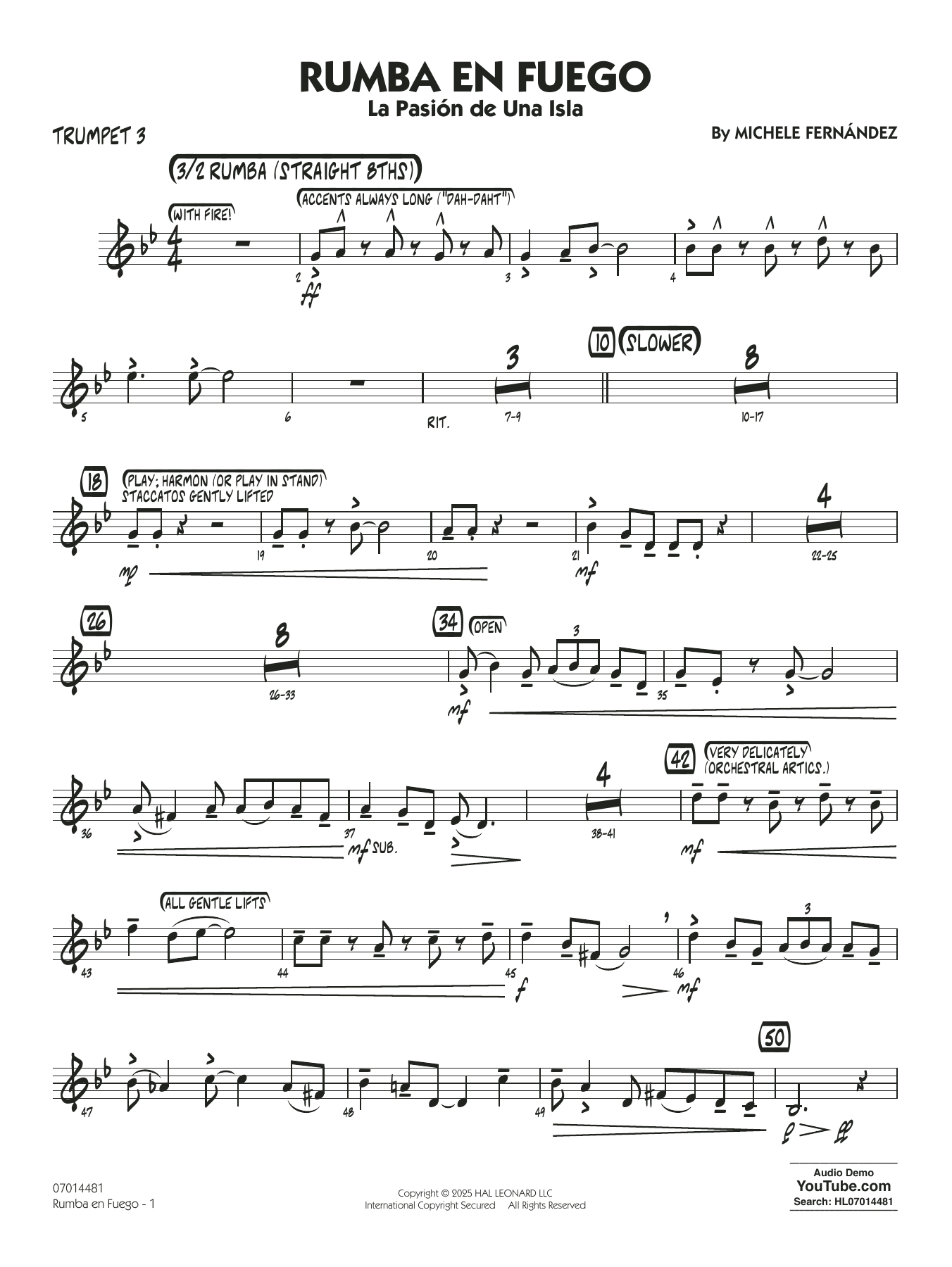 Rumba En Fuego - Trumpet 3 by Michele Fernández Sheet Music for Jazz ...