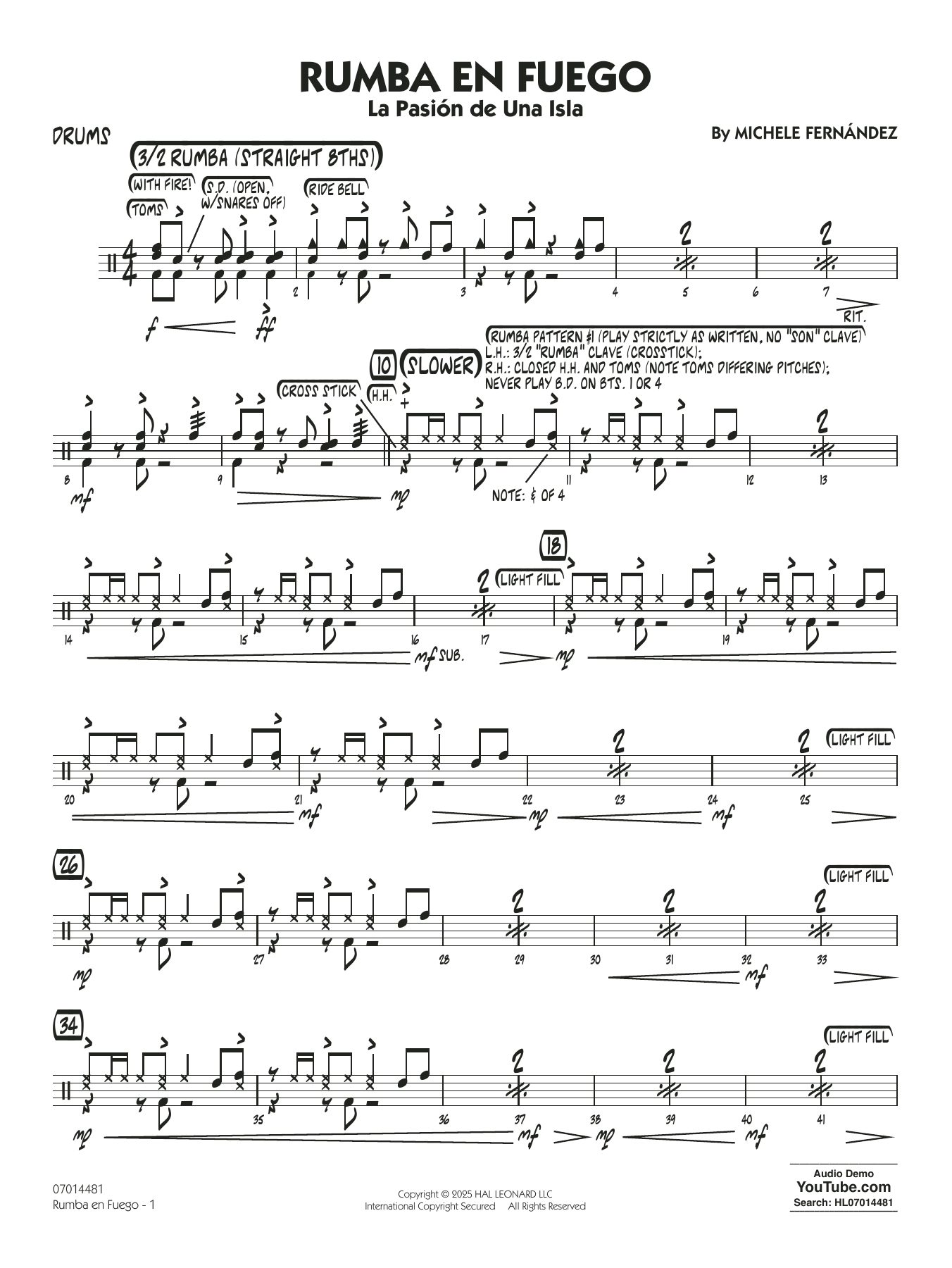 Rumba En Fuego - Drums by Michele Fernández Sheet Music for Jazz ...