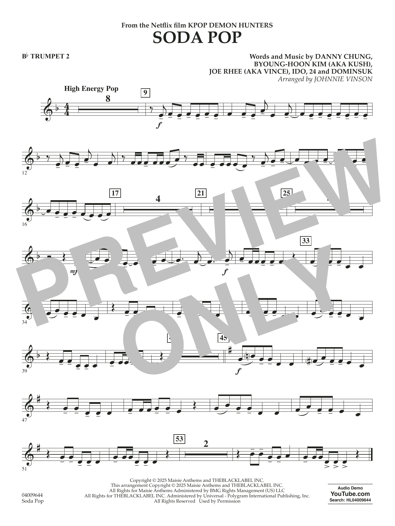 Soda Pop (from KPop Demon Hunters) (arr. Johnnie Vinson) - Bb Trumpet 2 ...