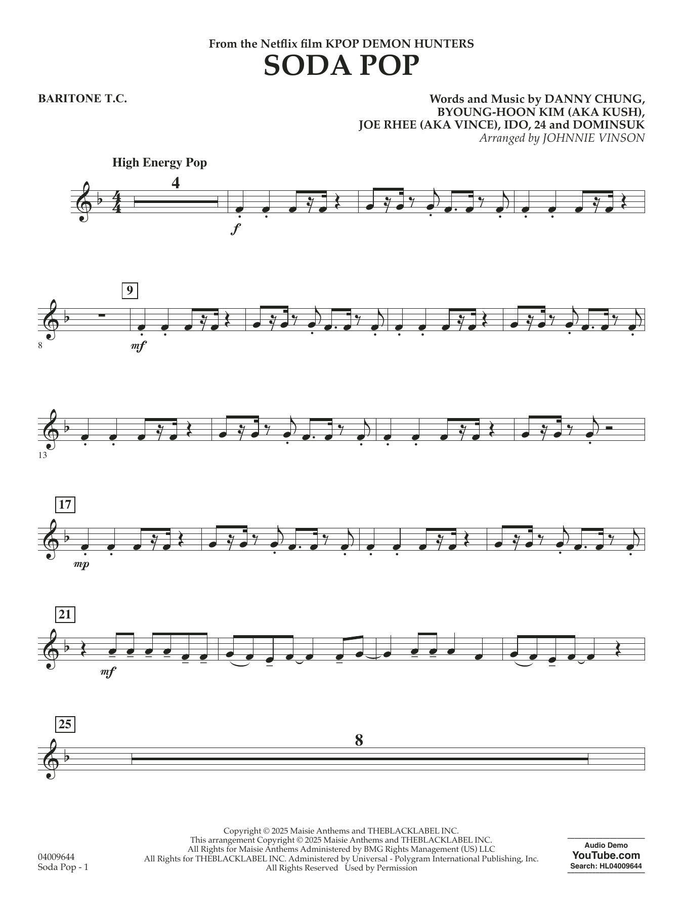 Soda Pop (from KPop Demon Hunters) (arr. Johnnie Vinson) - Baritone T.C ...