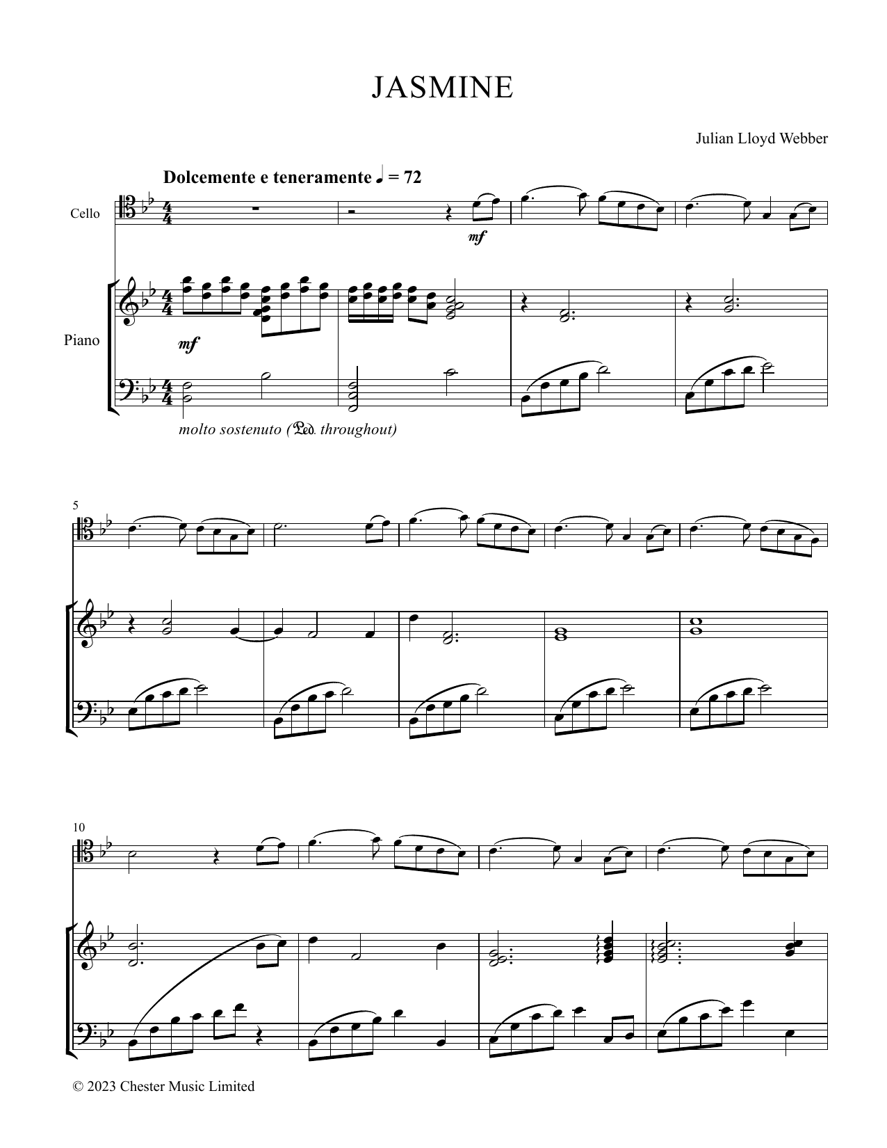 Jasmine von Julian Lloyd Webber Noten zum Klavier und Cello bei Sheet ...