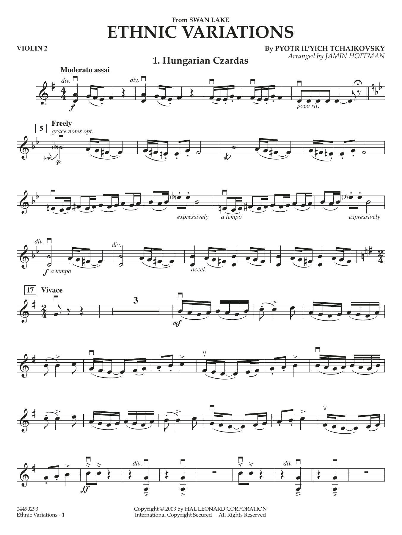 Ethnic Variations (arr. Jamin Hoffman) - Violin 2 by Pyotr Il'yich Tchaikovsky Sheet Music for ...