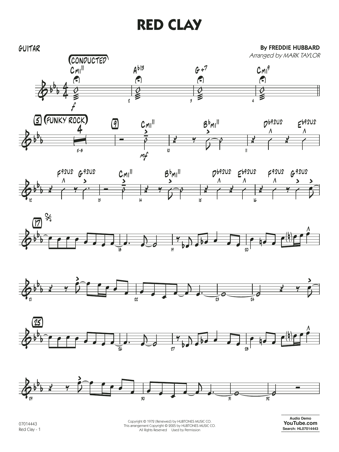 Red Clay (arr. Mark Taylor) - Guitar by Freddie Hubbard Sheet Music for Jazz Ensemble at Sheet ...