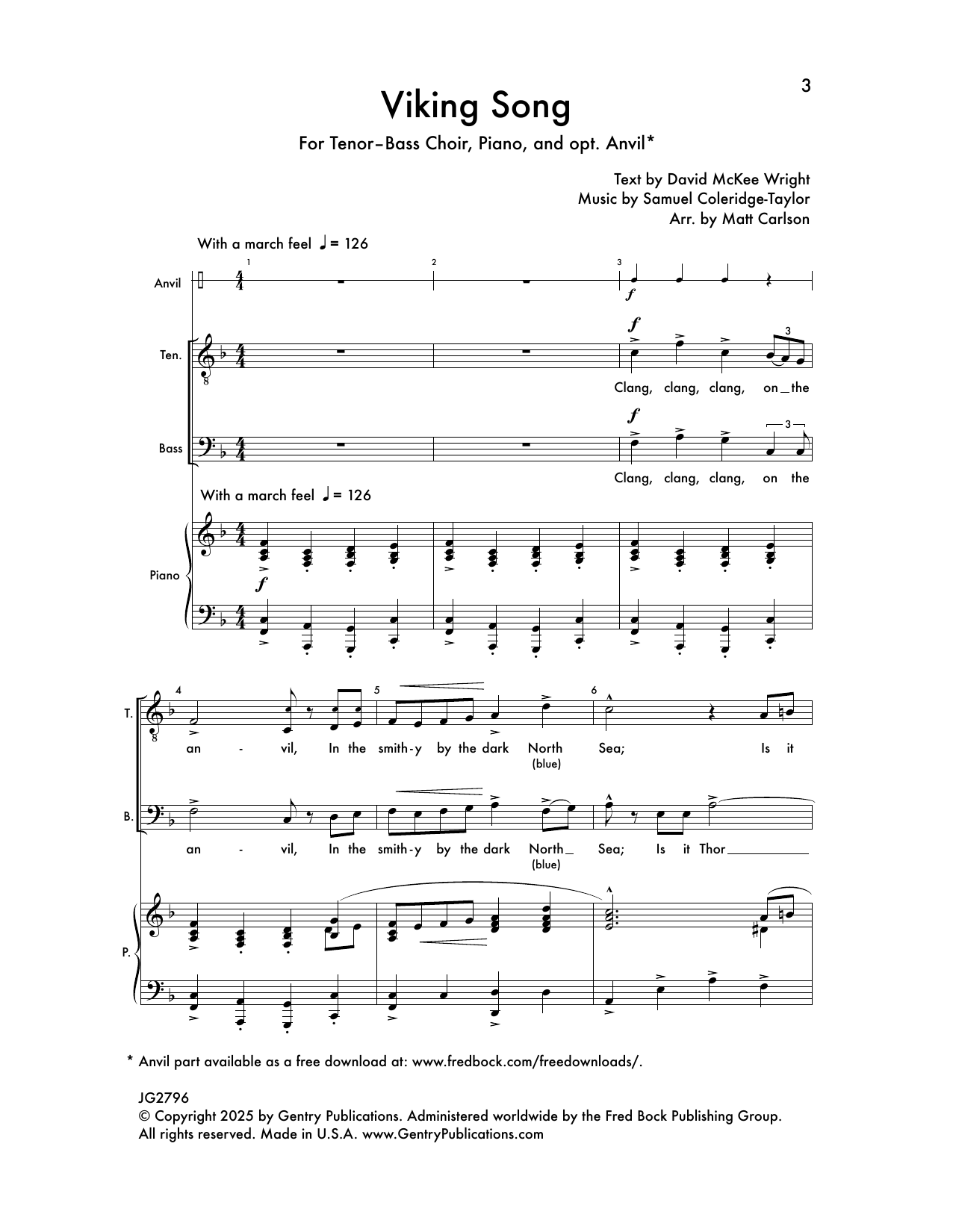 Viking Song by Matt Carlson Sheet Music for TTBB Choir at Sheet Music ...