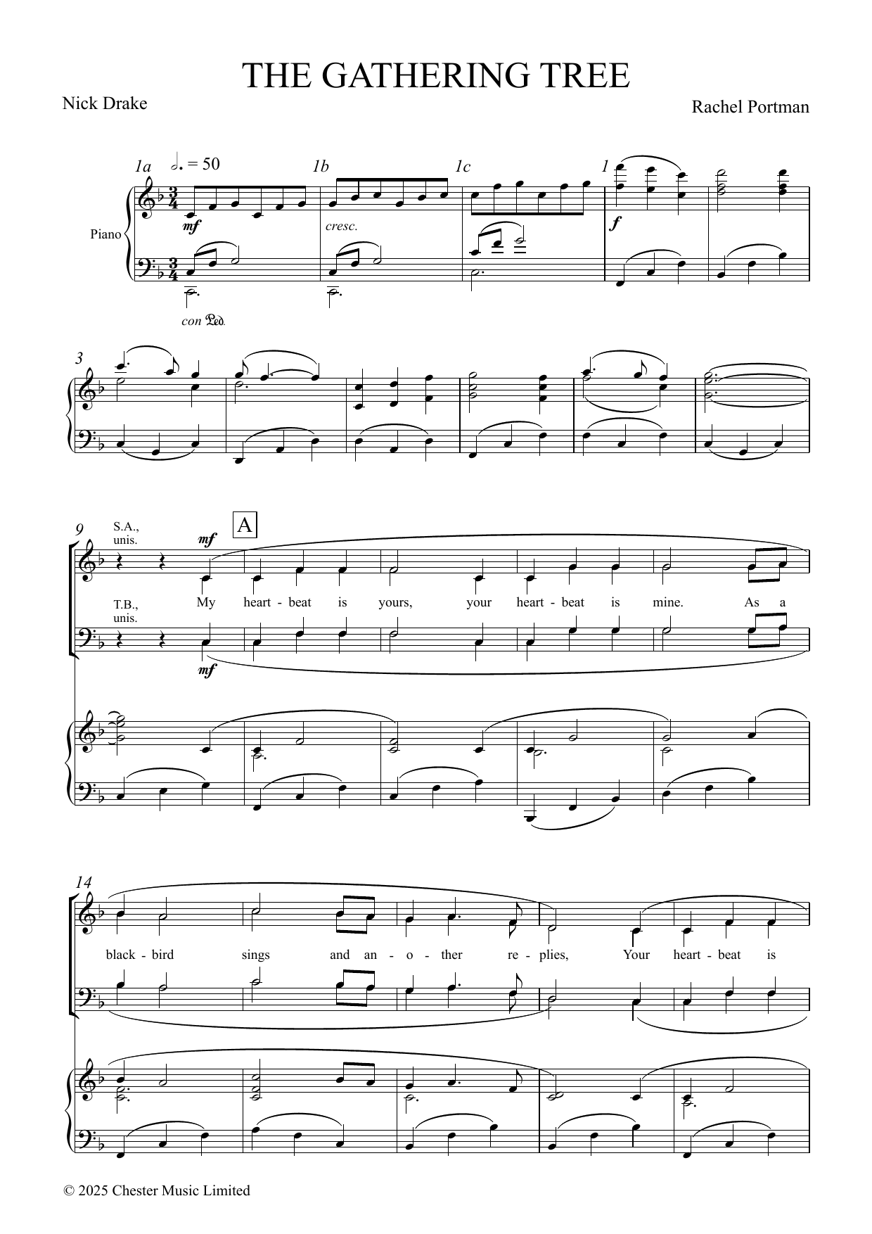 The Gathering Tree by Rachel Portman Sheet Music for SATB Choir at ...