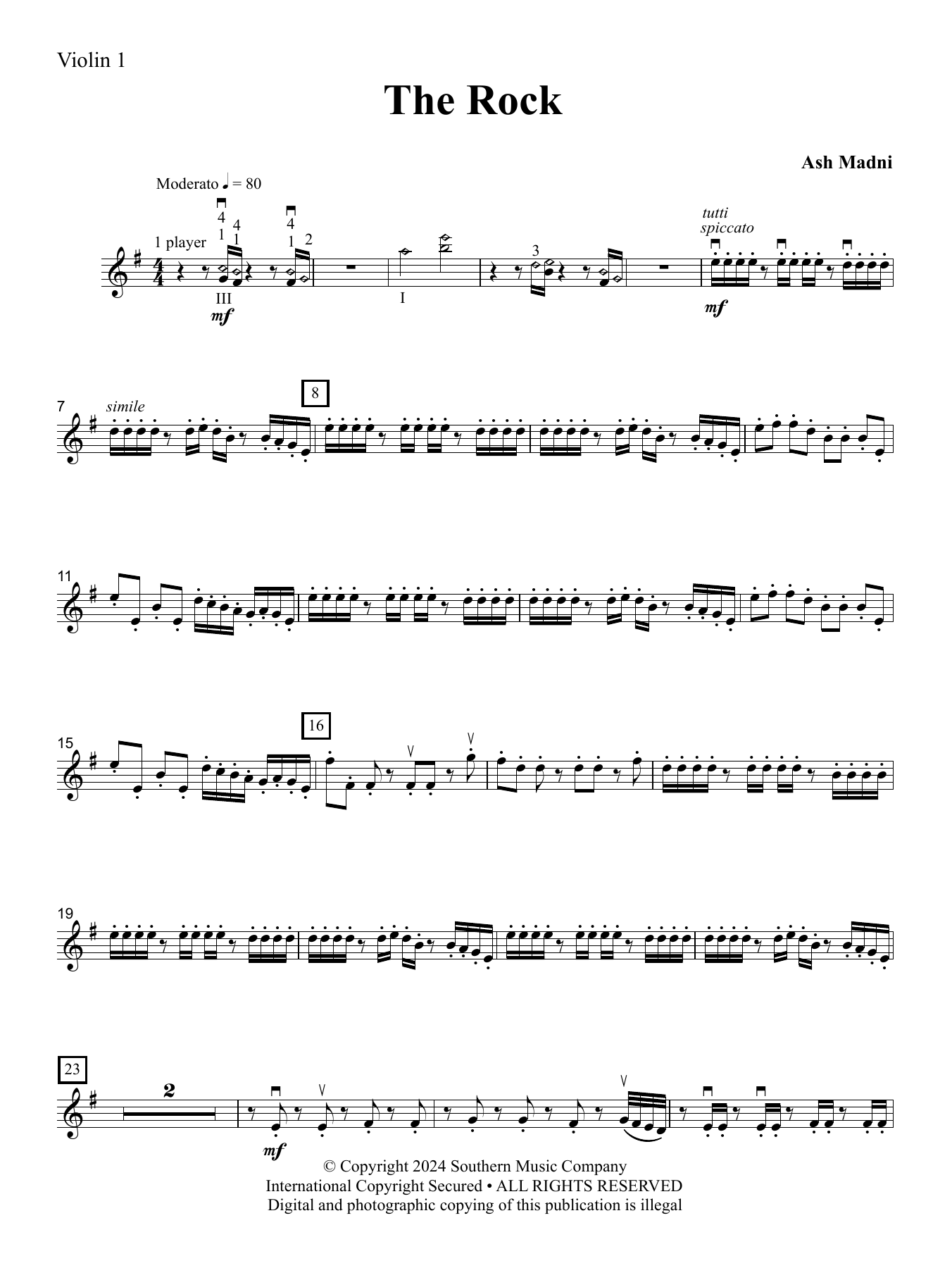 The Rock - Violin 1 by Ash Madni Sheet Music for Orchestra at Sheet ...