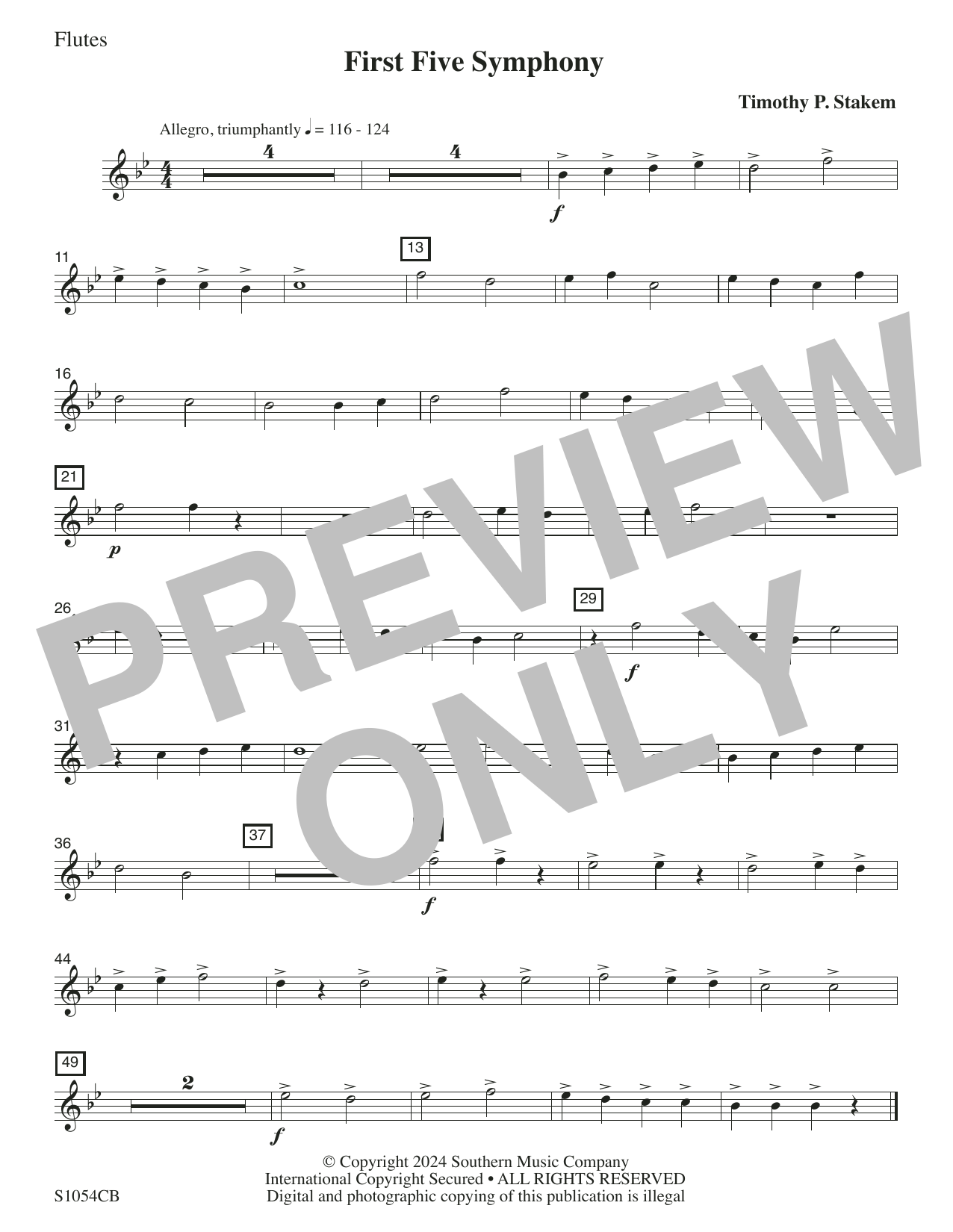 First Five Symphony - Flute by Timothy P. Stakem Sheet Music for ...
