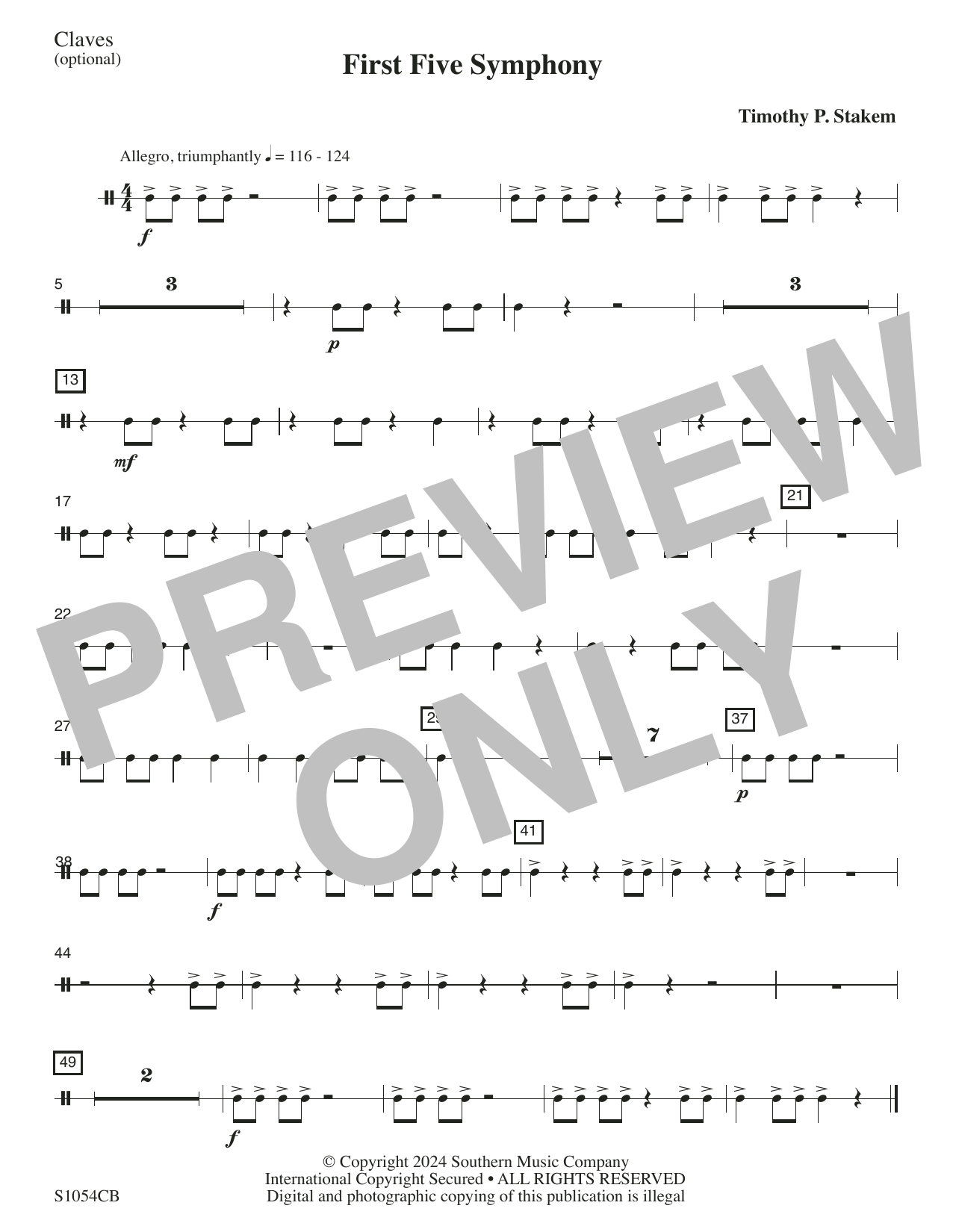 First Five Symphony - Claves by Timothy P. Stakem Sheet Music for ...