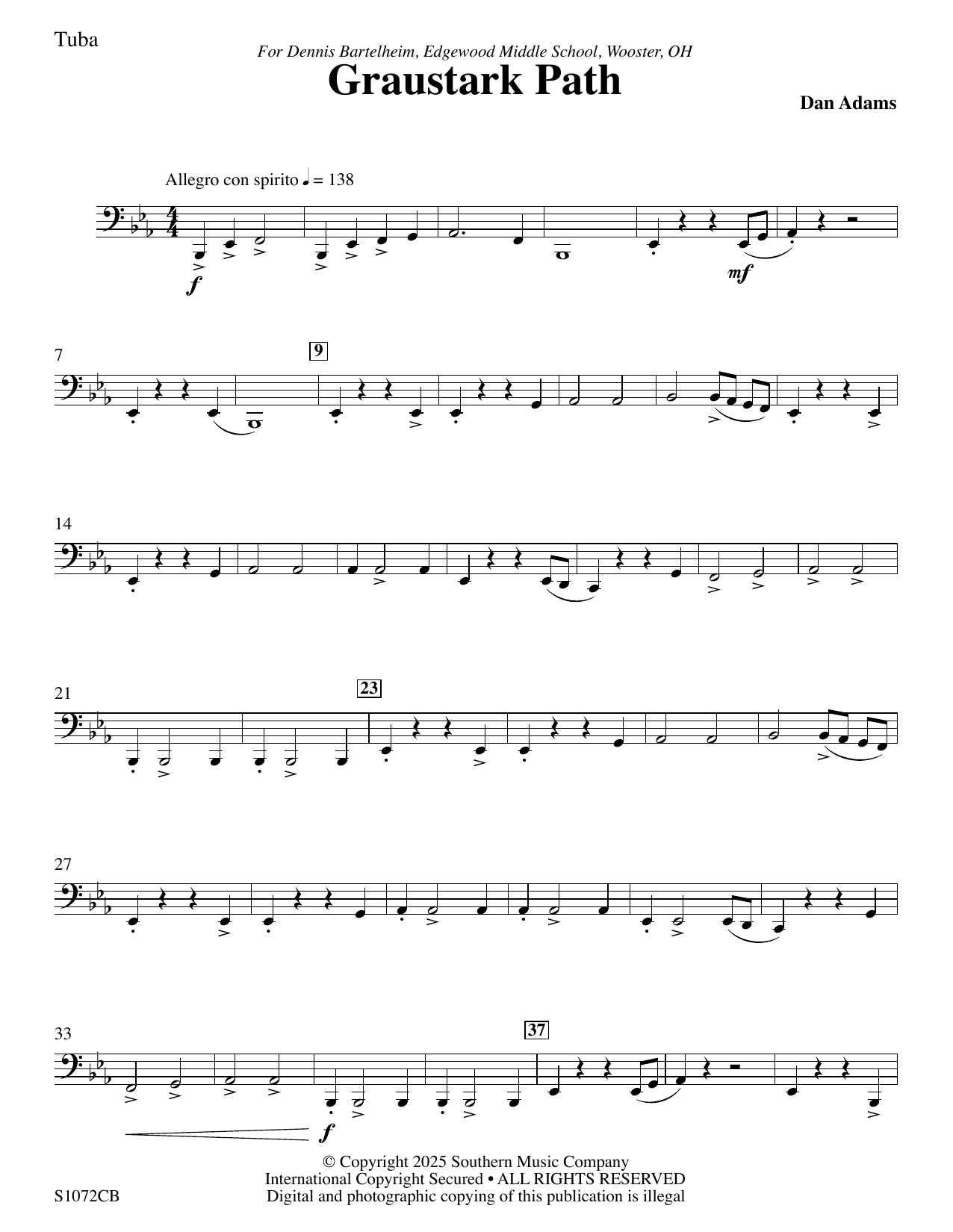 Graustark Path - Tuba by Dan Adams Sheet Music for Concert Band at ...