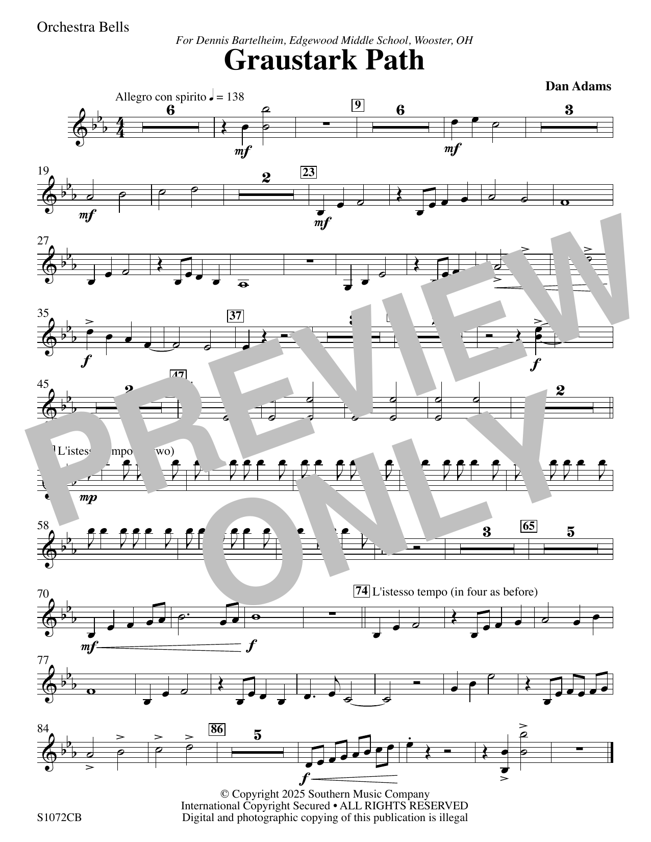 Graustark Path - Orchestra Bells por Dan Adams Partituras para Banda de ...