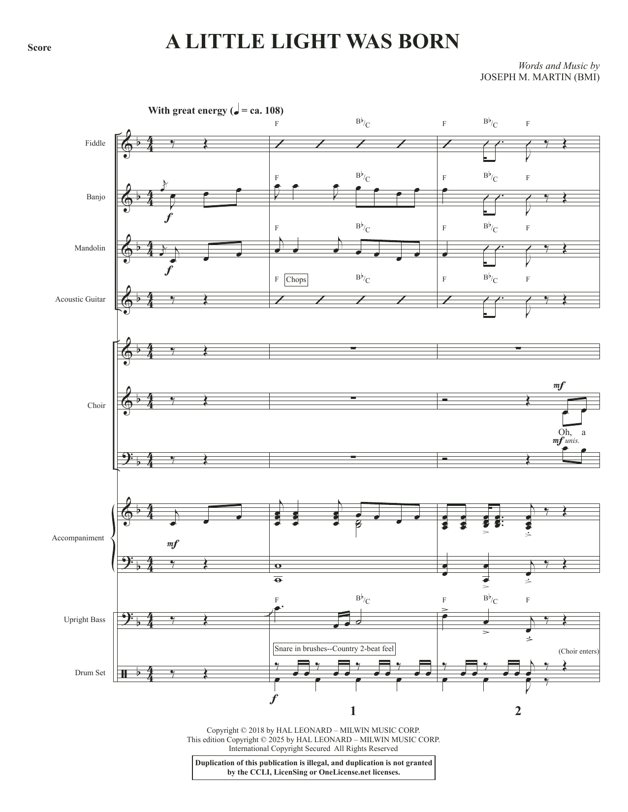 A Little Light Was Born (Consort) - Conductor Score (Full Score) by Joseph M. Martin Sheet Music ...