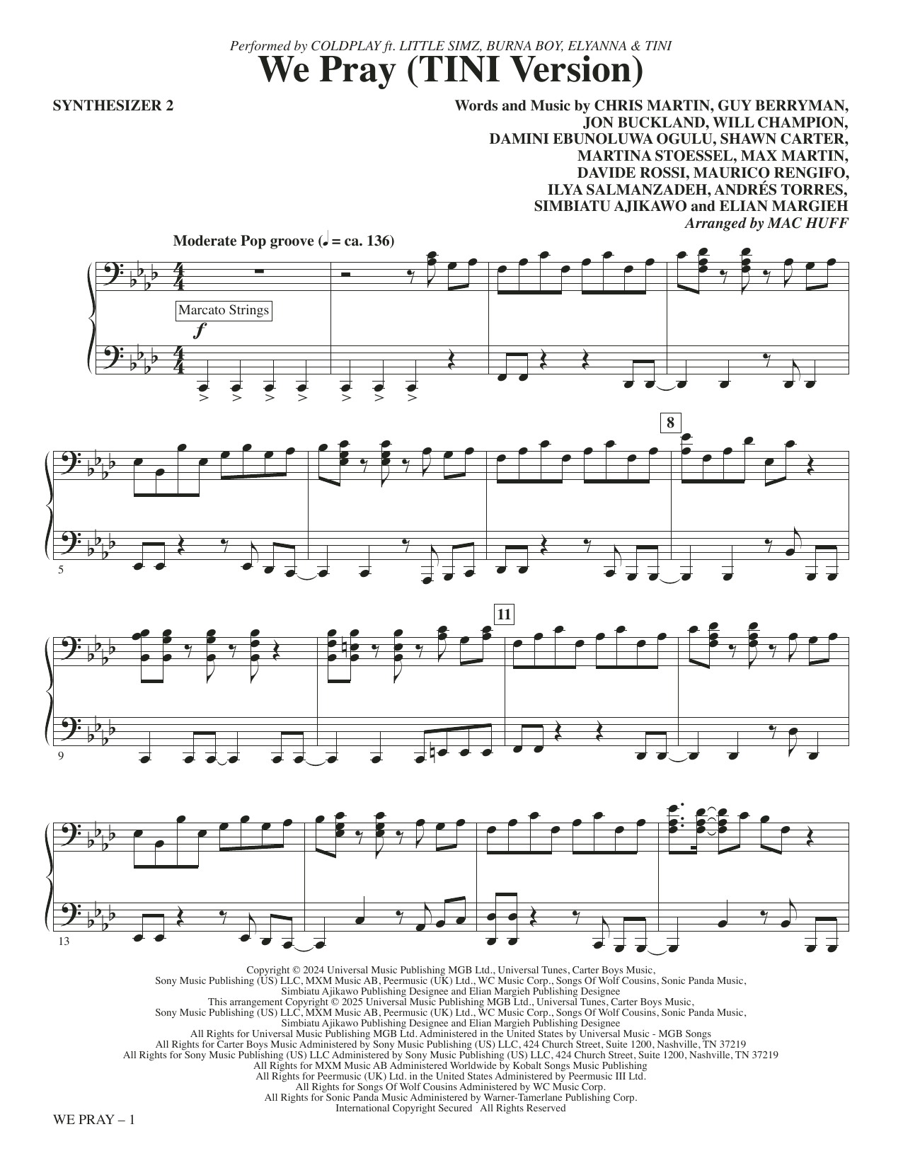 We Pray (TINI Version) (arr. Mac Huff) - Synthesizer II by Coldplay ...