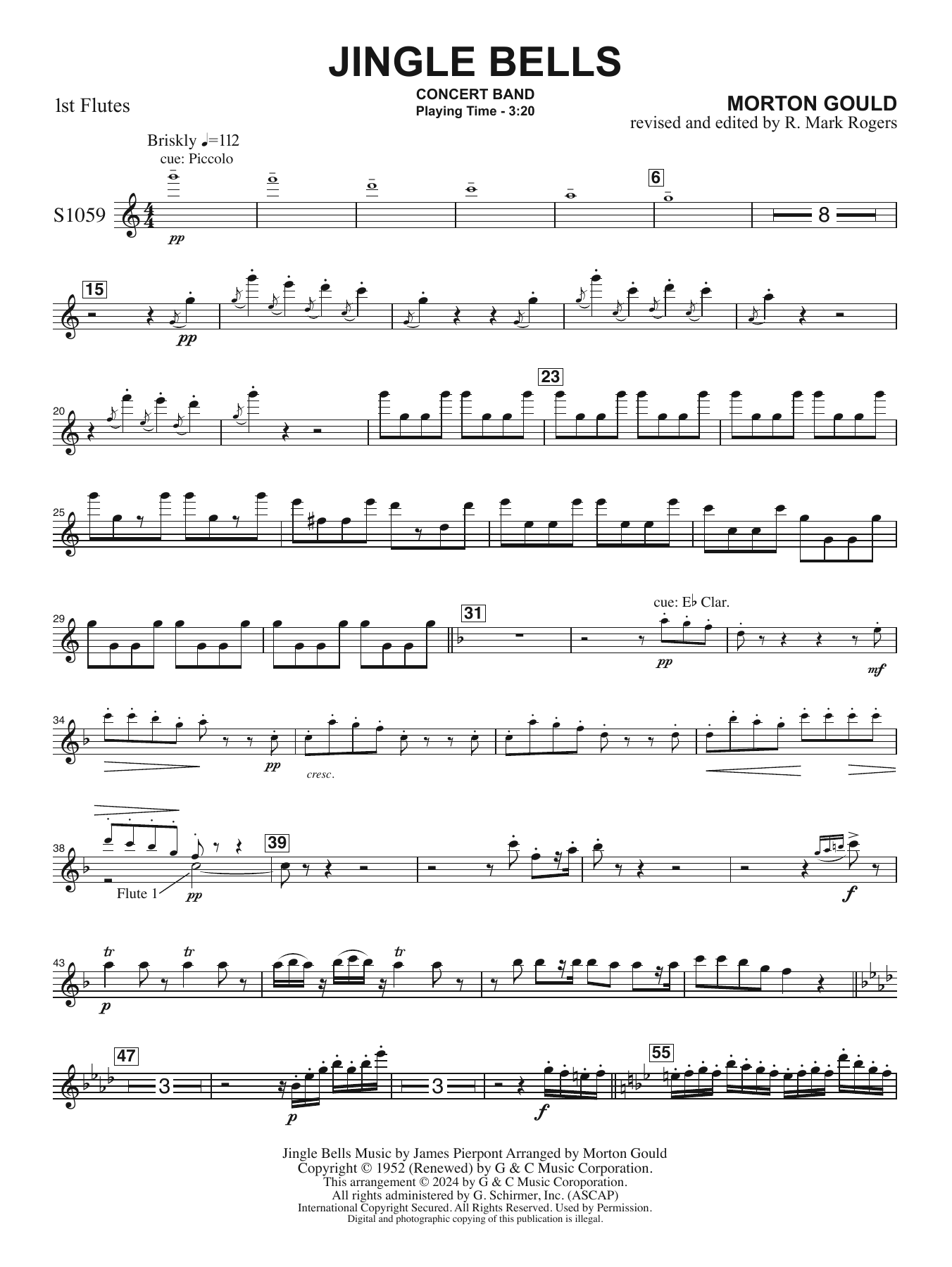 Jingle Bells for Concert Band (arr. Morton Gould) - Flute 1 by James ...