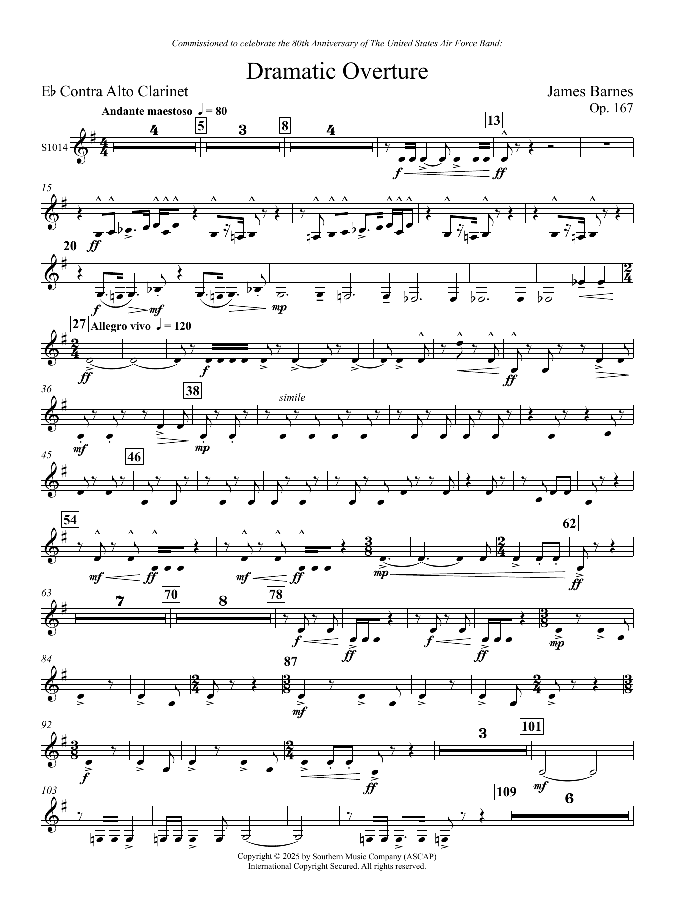 Dramatic Overture - Eb Contra Alto Clarinet by James Barnes Sheet Music ...
