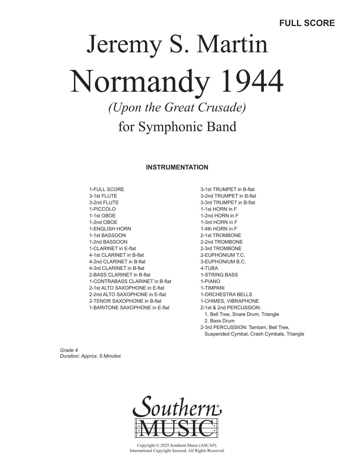 Normandy 1944 - Full Score by Jeremy S. Martin Sheet Music for Concert ...