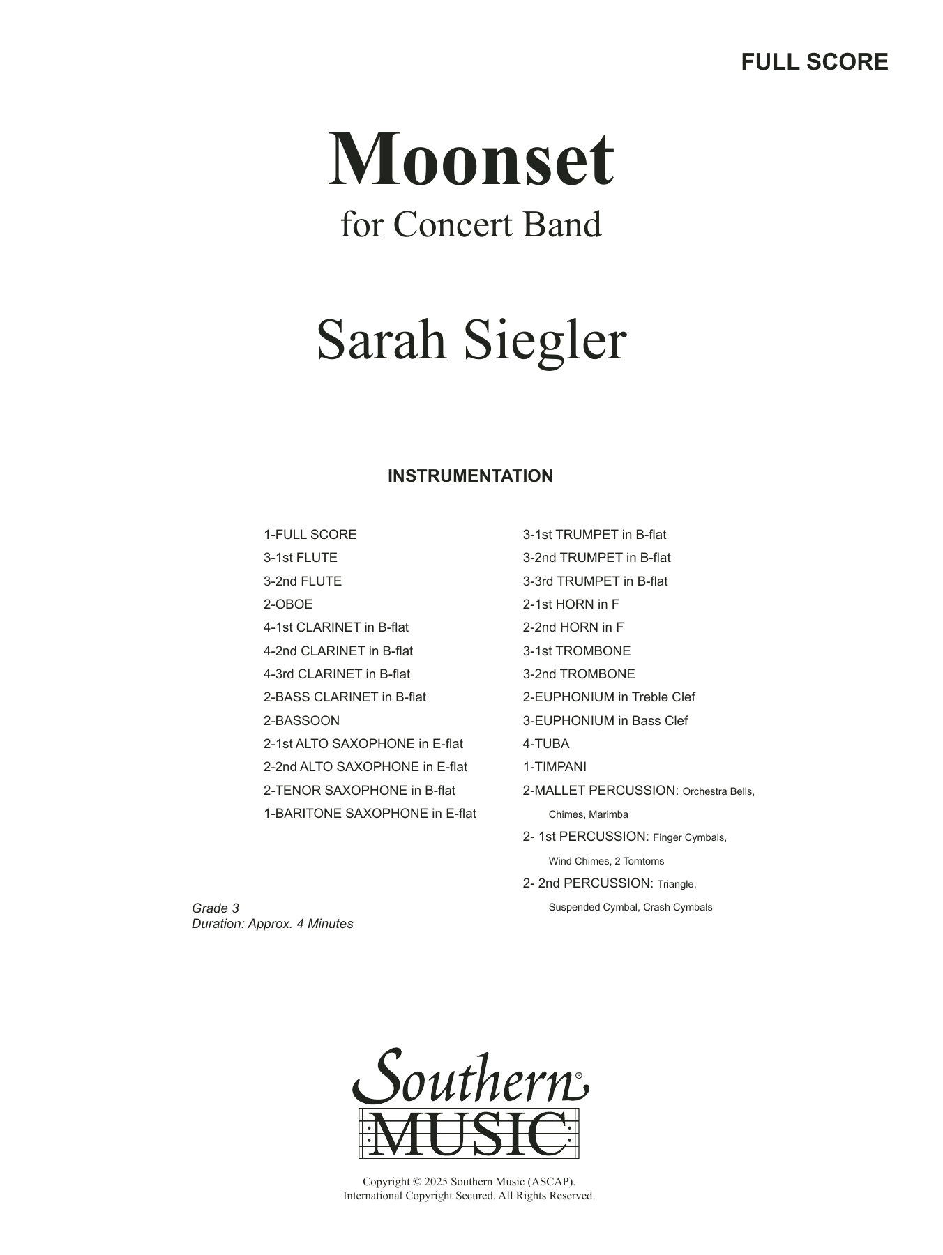 Moonset - Full Score by Sarah Siegler Sheet Music for Concert Band at ...