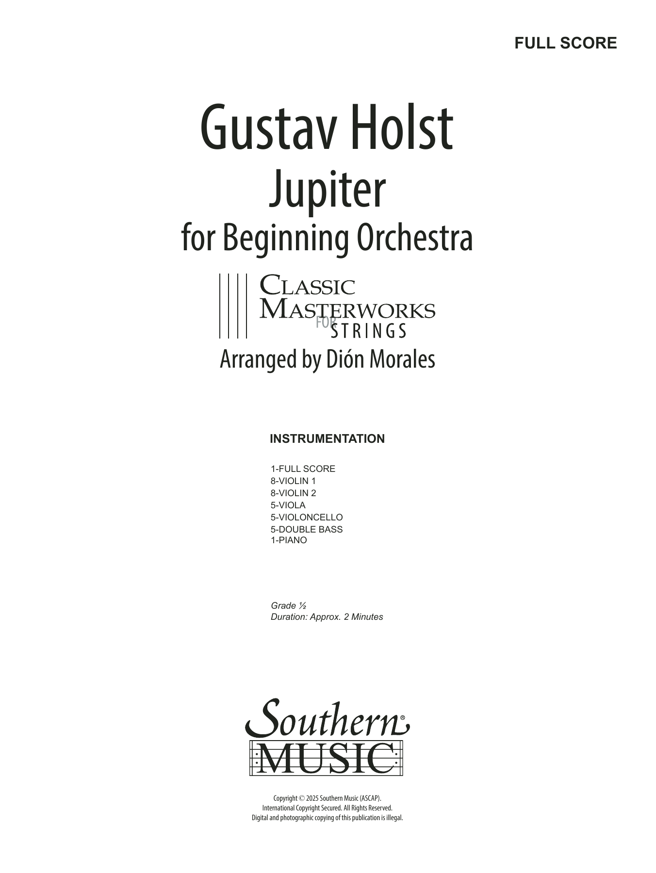 Jupiter for Beginning Orchestra (arr. Dion Morales) - Full Score by ...