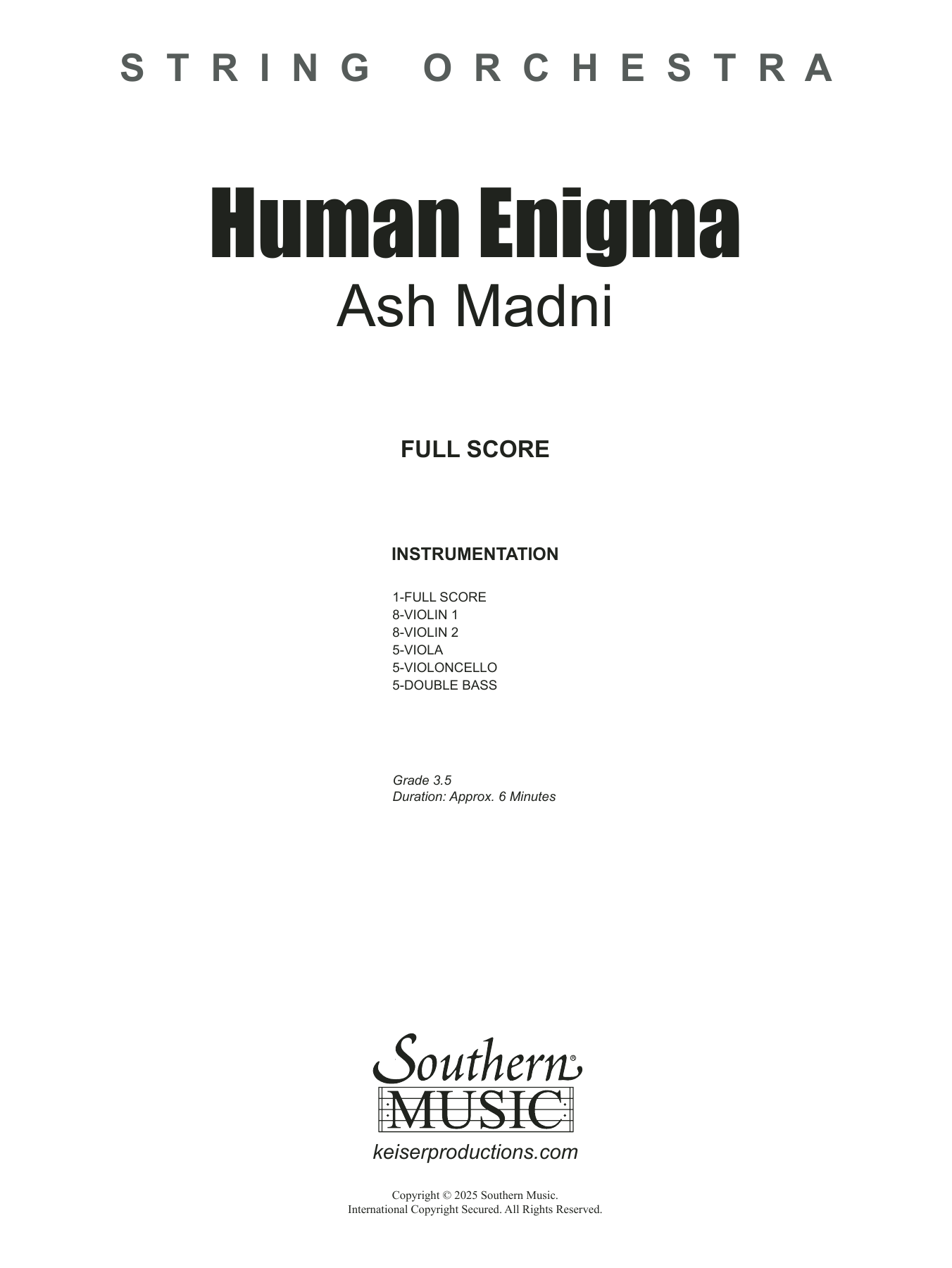 Human Enigma - Full Score by Ash Madni Sheet Music for Orchestra at Sheet Music Direct