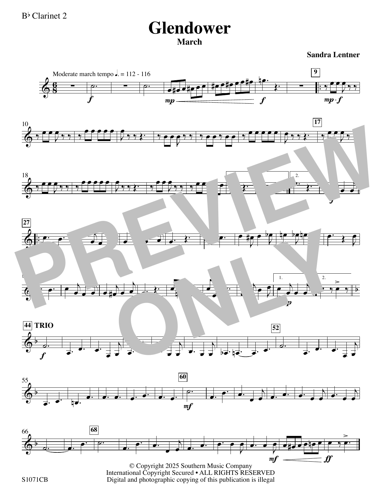 Glendower March - Clarinet 2 by Sandra Lentner Sheet Music for Concert ...