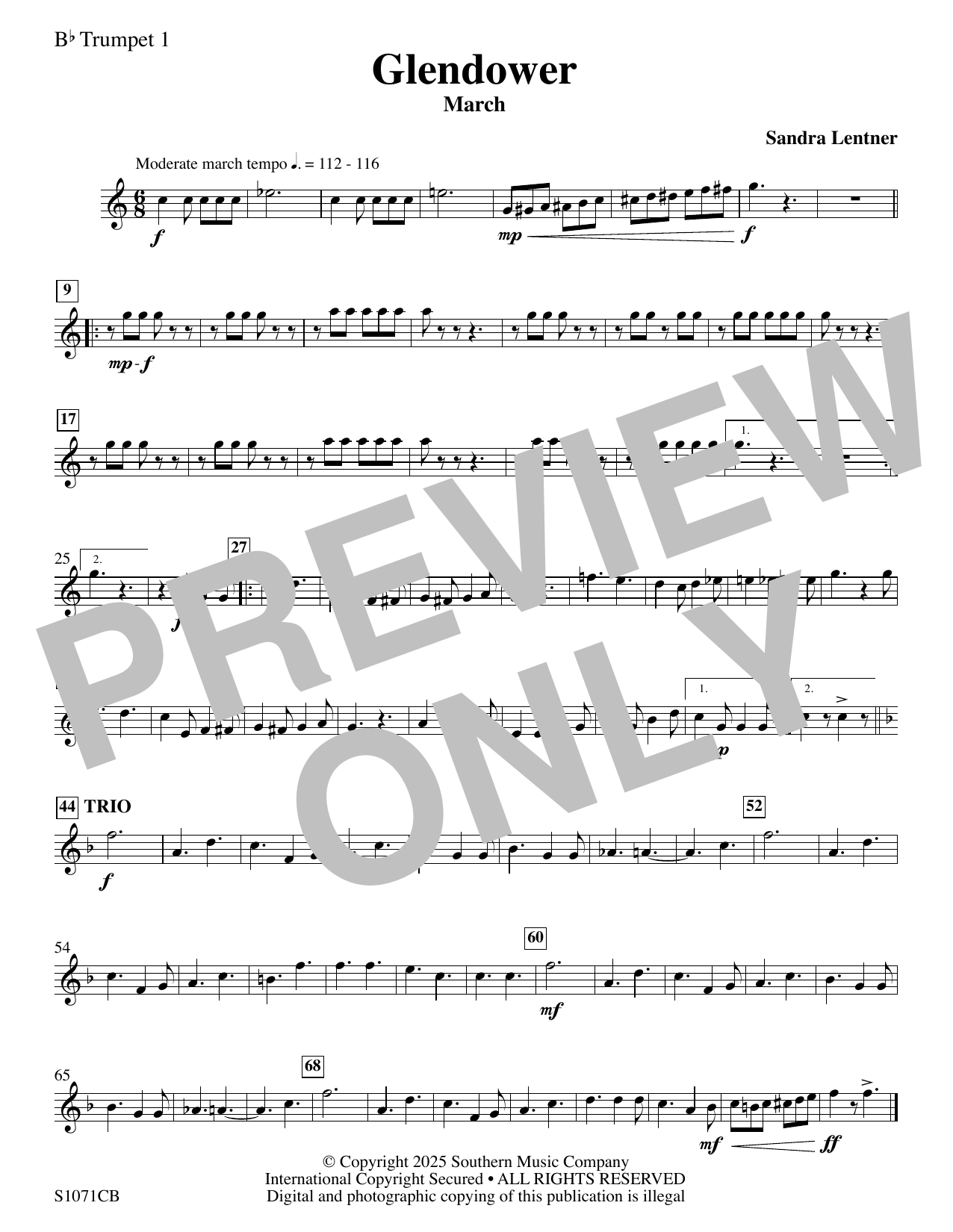 Glendower March - Trumpet 1 by Sandra Lentner Sheet Music for Concert ...