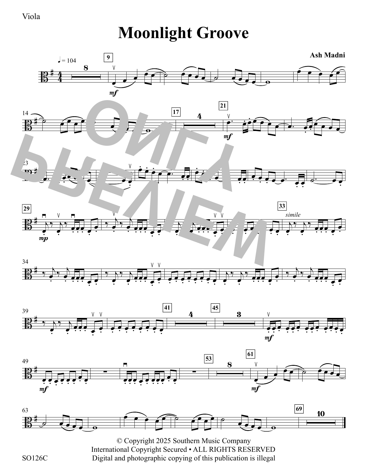 Moonlight Groove - Viola by Ash Madni Sheet Music for Orchestra at ...