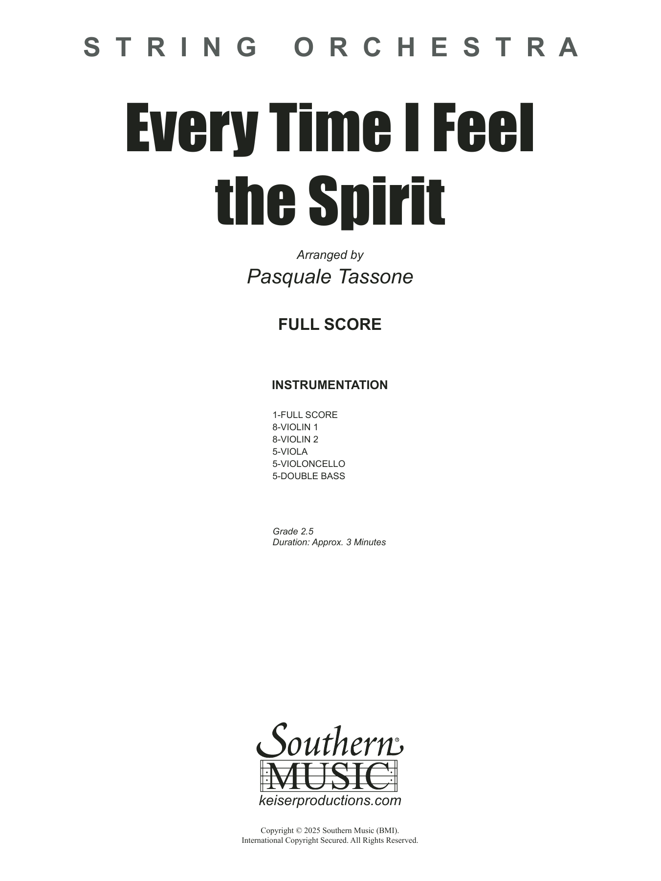 Every Time I Feel the Spirit (arr. Pasquale Tassone) - Full Score by ...