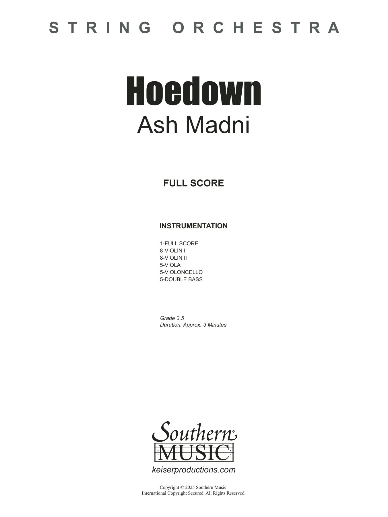 Hoedown - Full Score by Ash Madni Sheet Music for Orchestra at Sheet ...