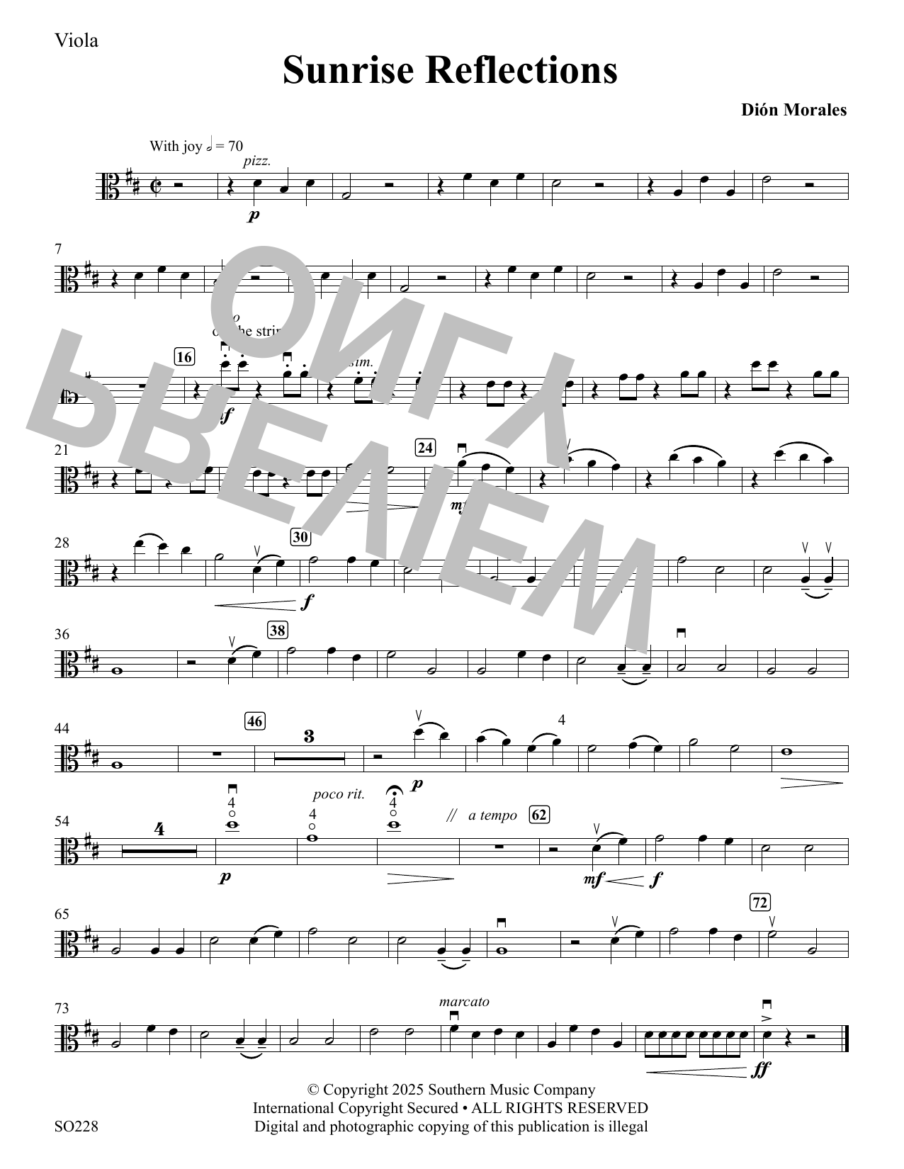 Sunrise Reflections - Viola by Dion Morales Sheet Music for Orchestra ...