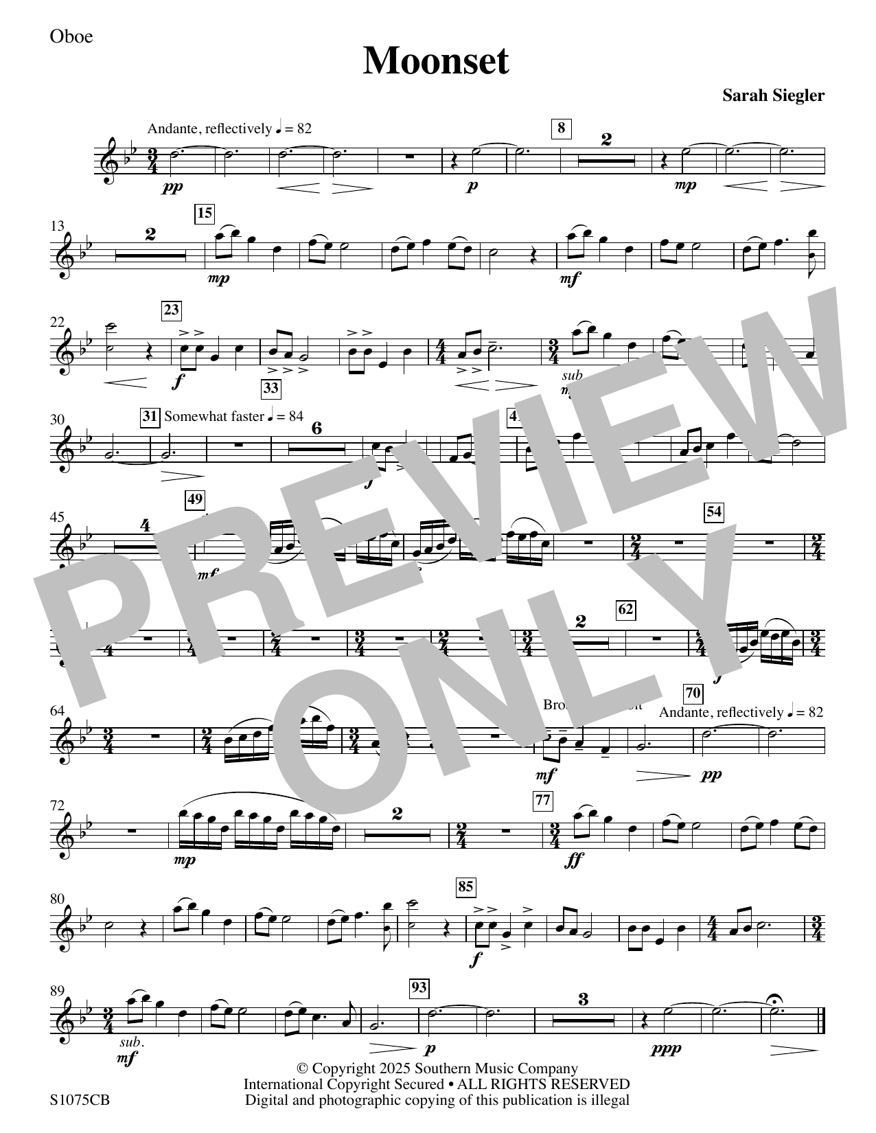 Moonset - Oboe by Sarah Siegler Sheet Music for Concert Band at Sheet ...