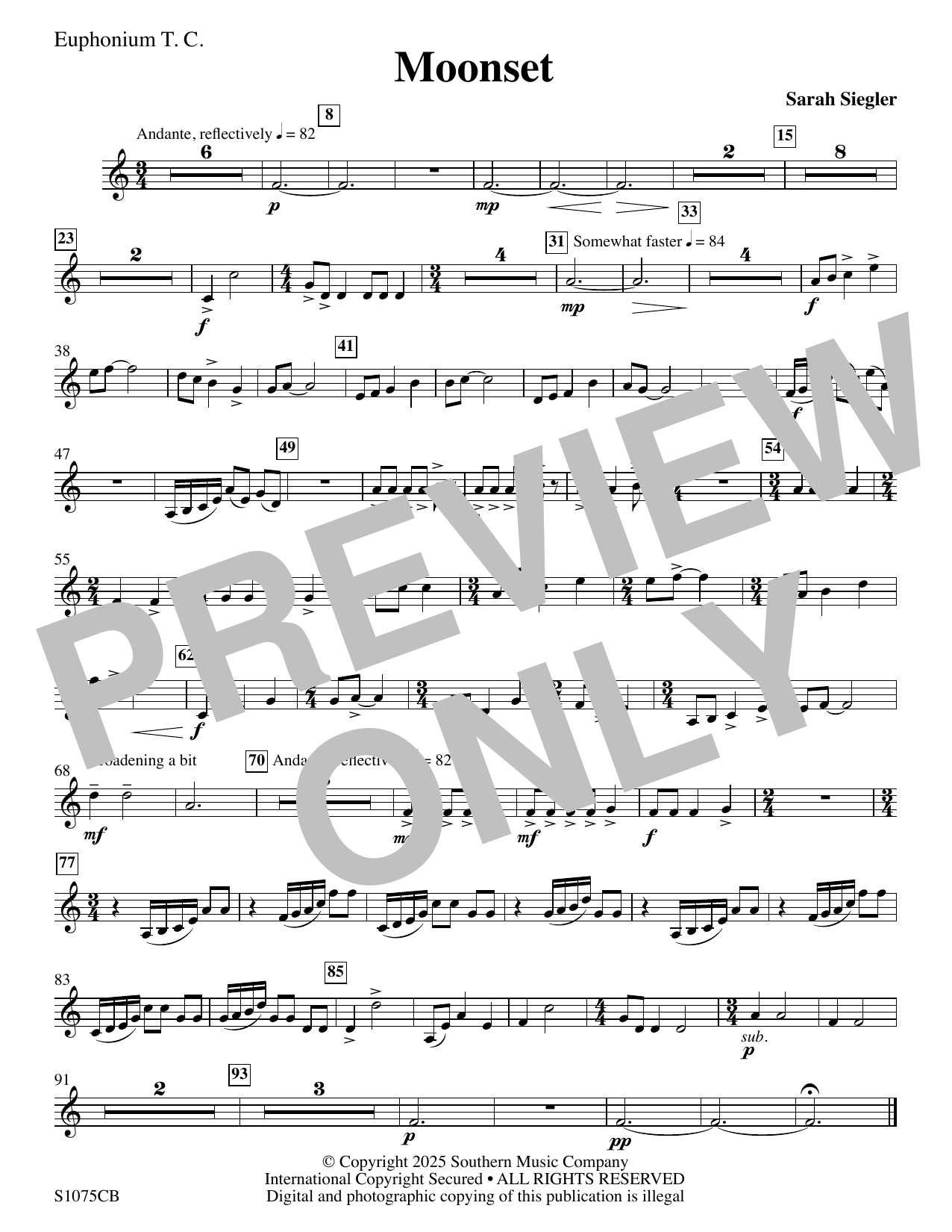 Moonset - Euphonium TC by Sarah Siegler Sheet Music for Concert Band at ...