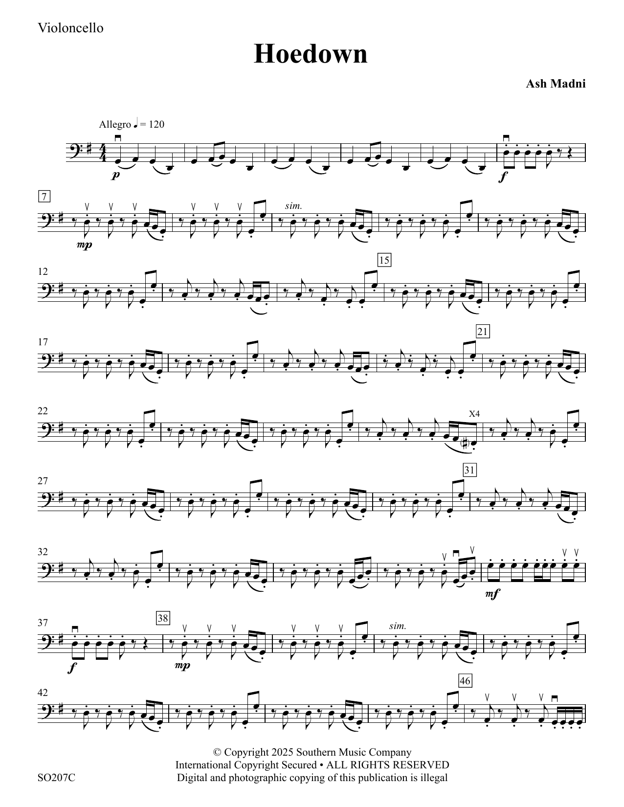Hoedown - Cello by Ash Madni Sheet Music for Orchestra at Sheet Music ...