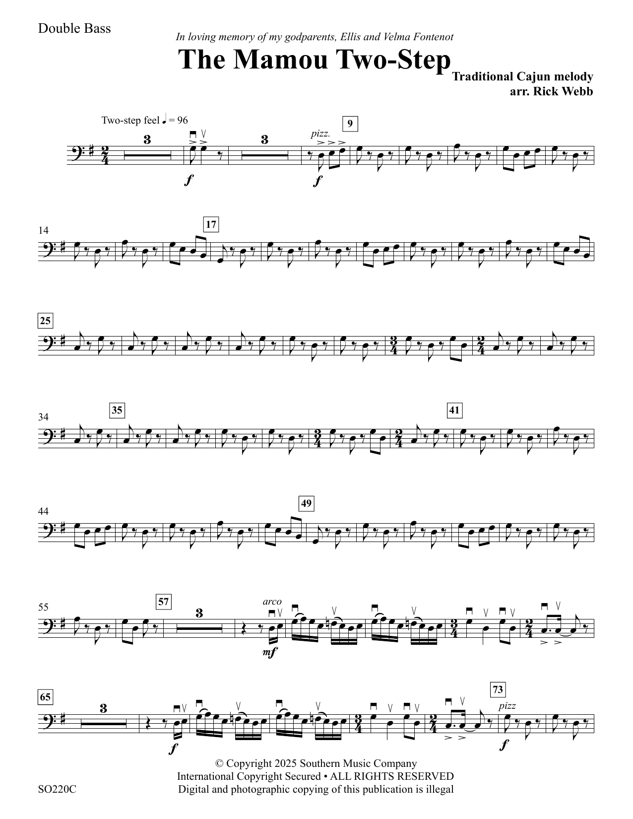 The Mamou Two-Step - Bass by Richard Webb Sheet Music for Orchestra at ...