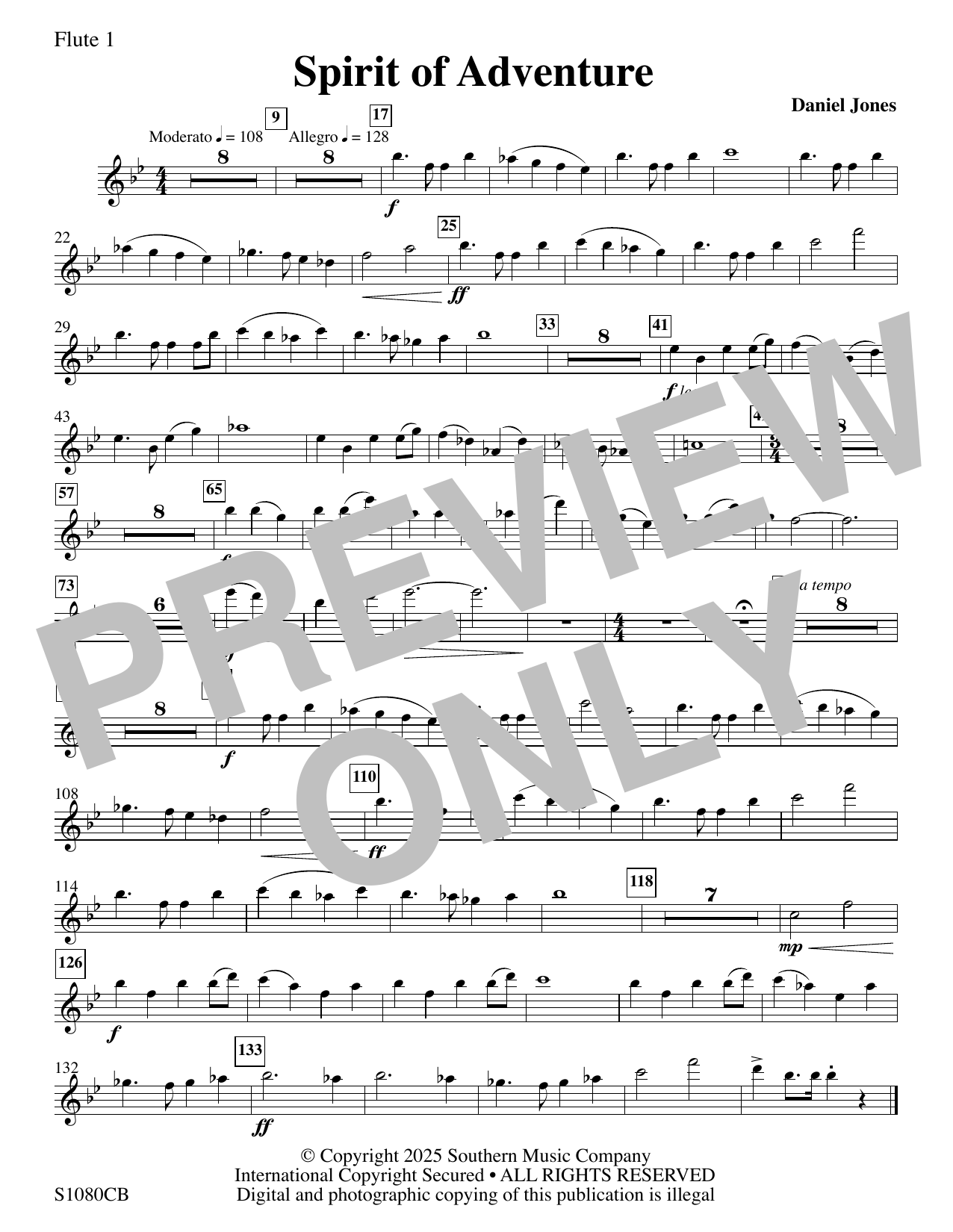 Spirit of Adventure - Flute 1 by Daniel Jones Sheet Music for Concert ...