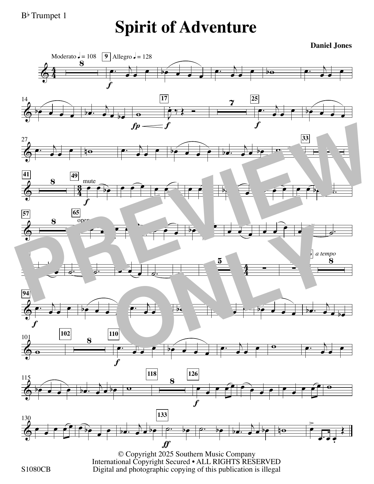 Spirit of Adventure - Trumpet 1 by Daniel Jones Sheet Music for Concert ...