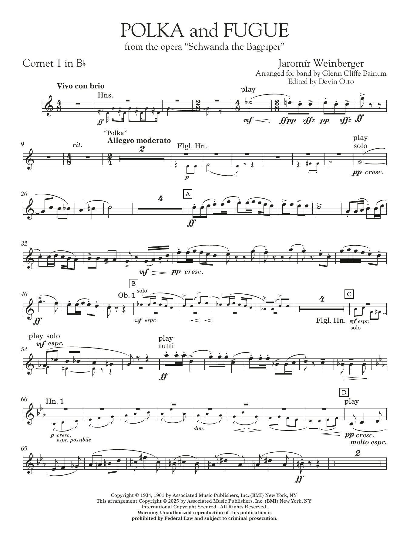 Polka And Fugue (from Schwanda, the Bagpiper) (arr. Bainum) - 1st Bb ...