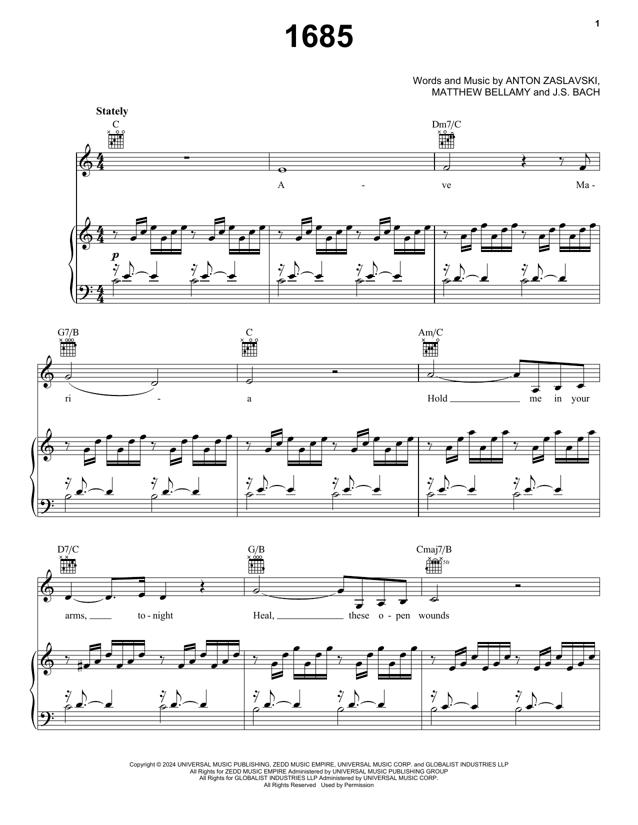 1685 (feat. Muse) by Zedd Sheet Music for Piano, Vocal & Guitar Chords ...