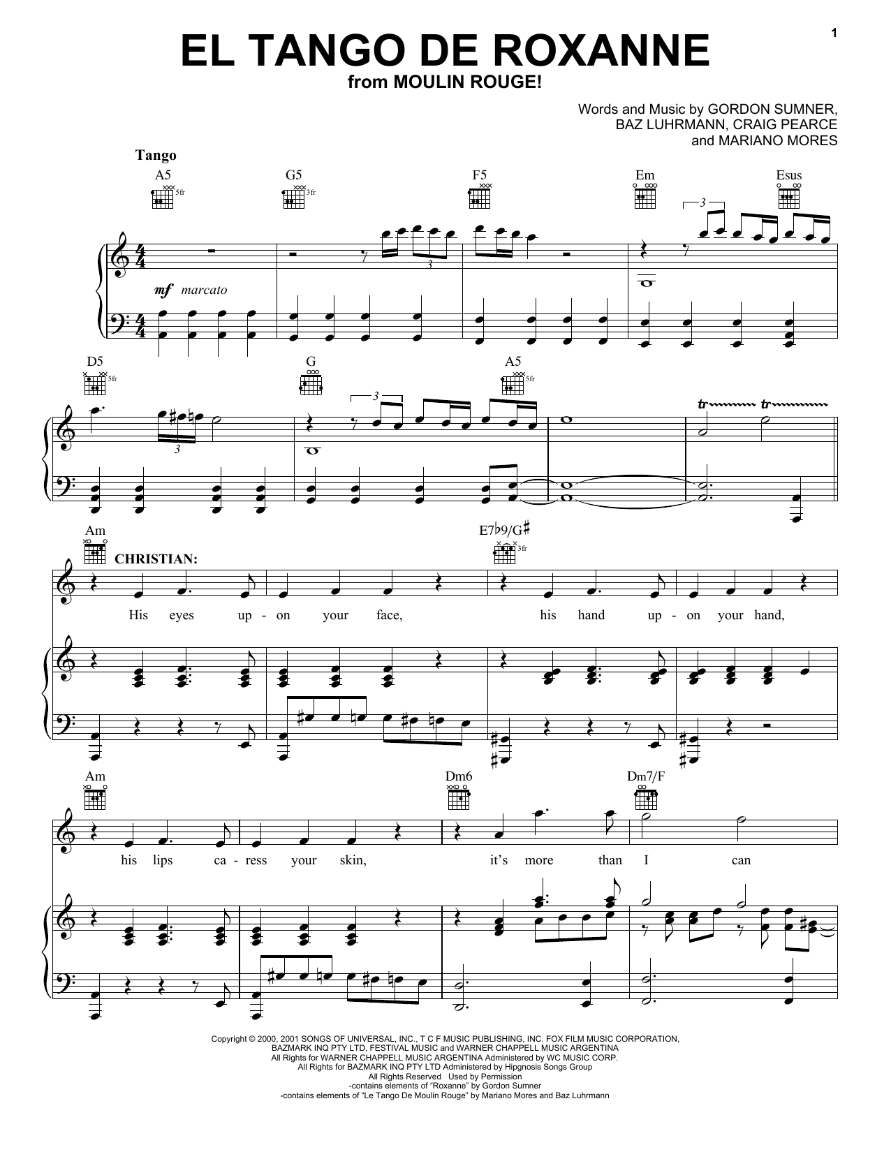 El Tango De Roxanne (from Moulin Rouge! The Musical) von Moulin Rouge ...