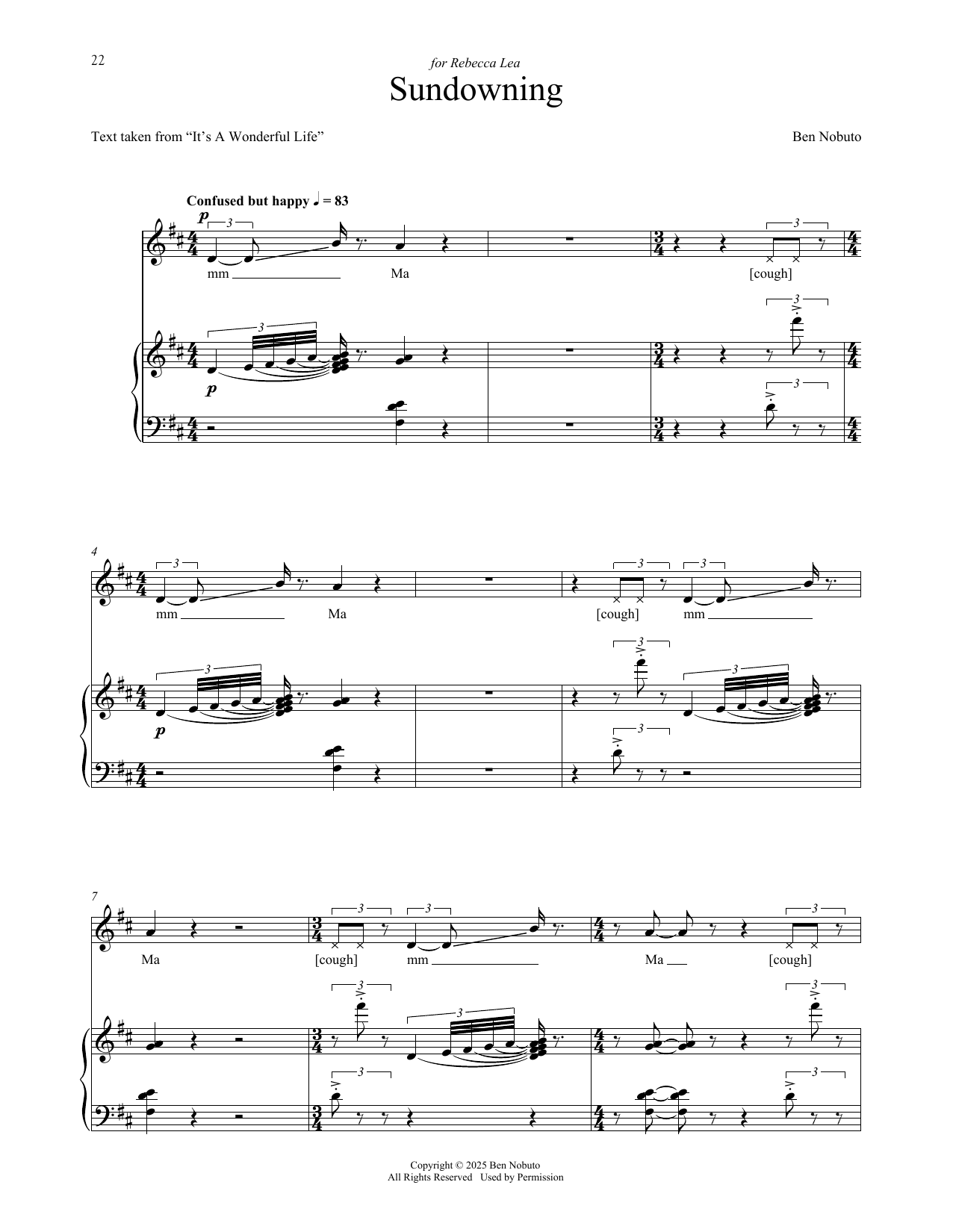 Sundowning by Ben Nobuto Sheet Music for Piano & Vocal at Sheet Music ...