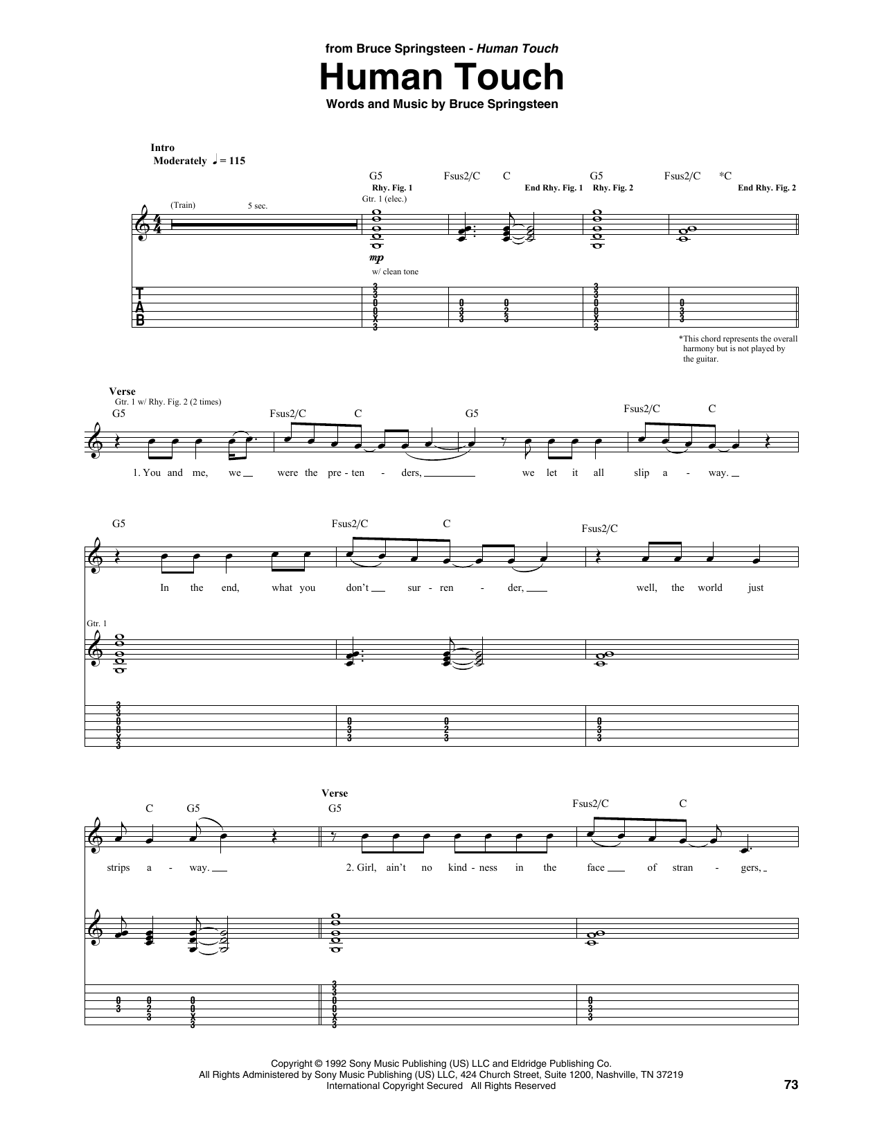 Human Touch by Bruce Springsteen - Guitar Tab - Guitar Instructor