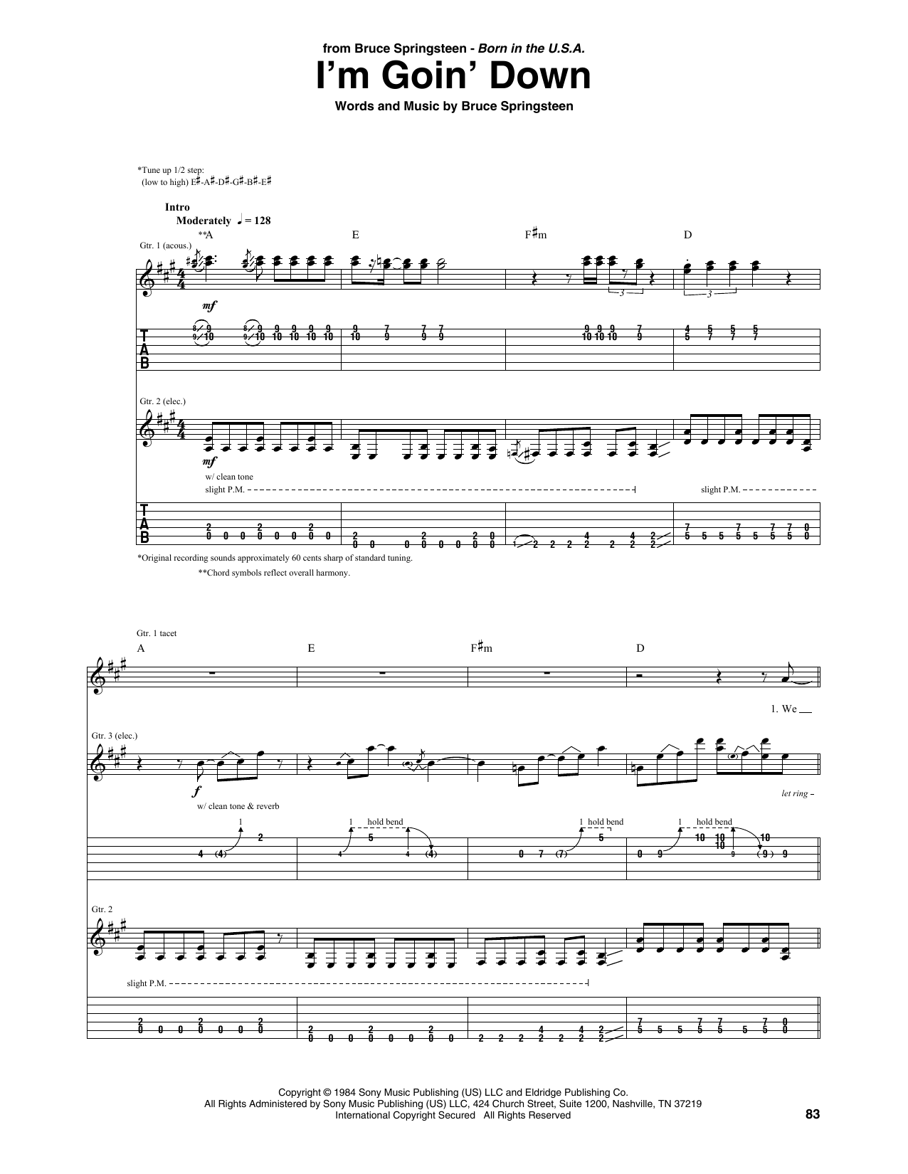I'm Goin' Down por Bruce Springsteen Partituras para Guitarra Tablatura ...
