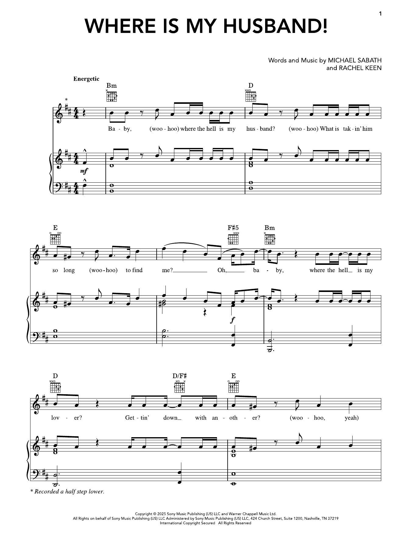 WHERE IS MY HUSBAND! by RAYE Sheet Music for Piano, Vocal & Guitar ...