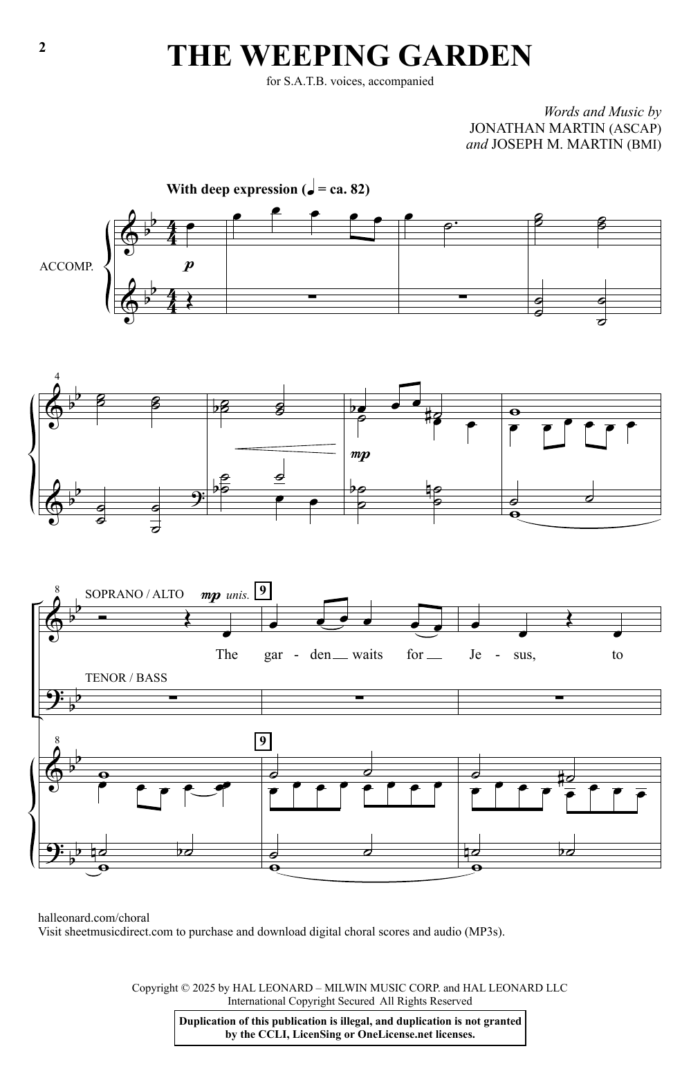 The Weeping Garden by Jonathan Martin and Joseph M. Martin Sheet Music ...