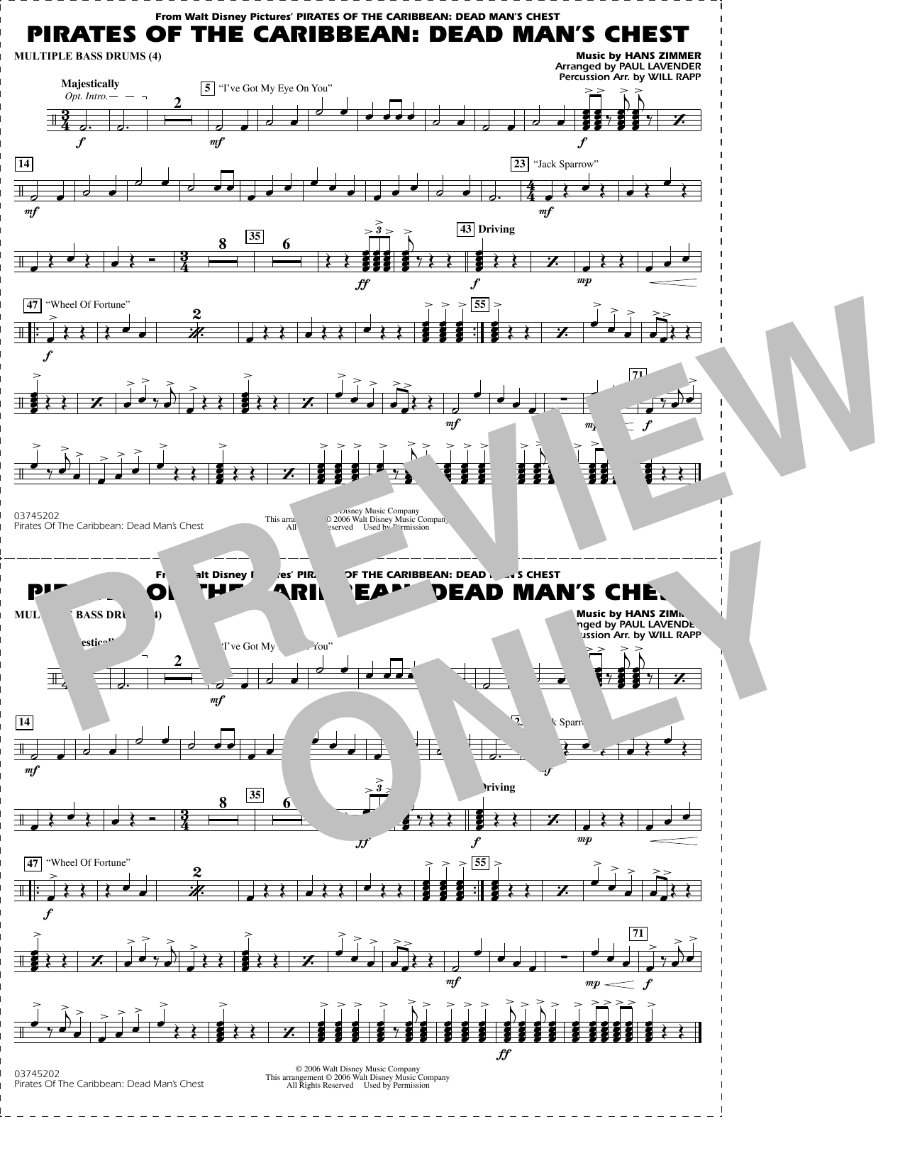 Pirates of the Caribbean: Dead Man's Chest (arr. Lavender & Rapp ...