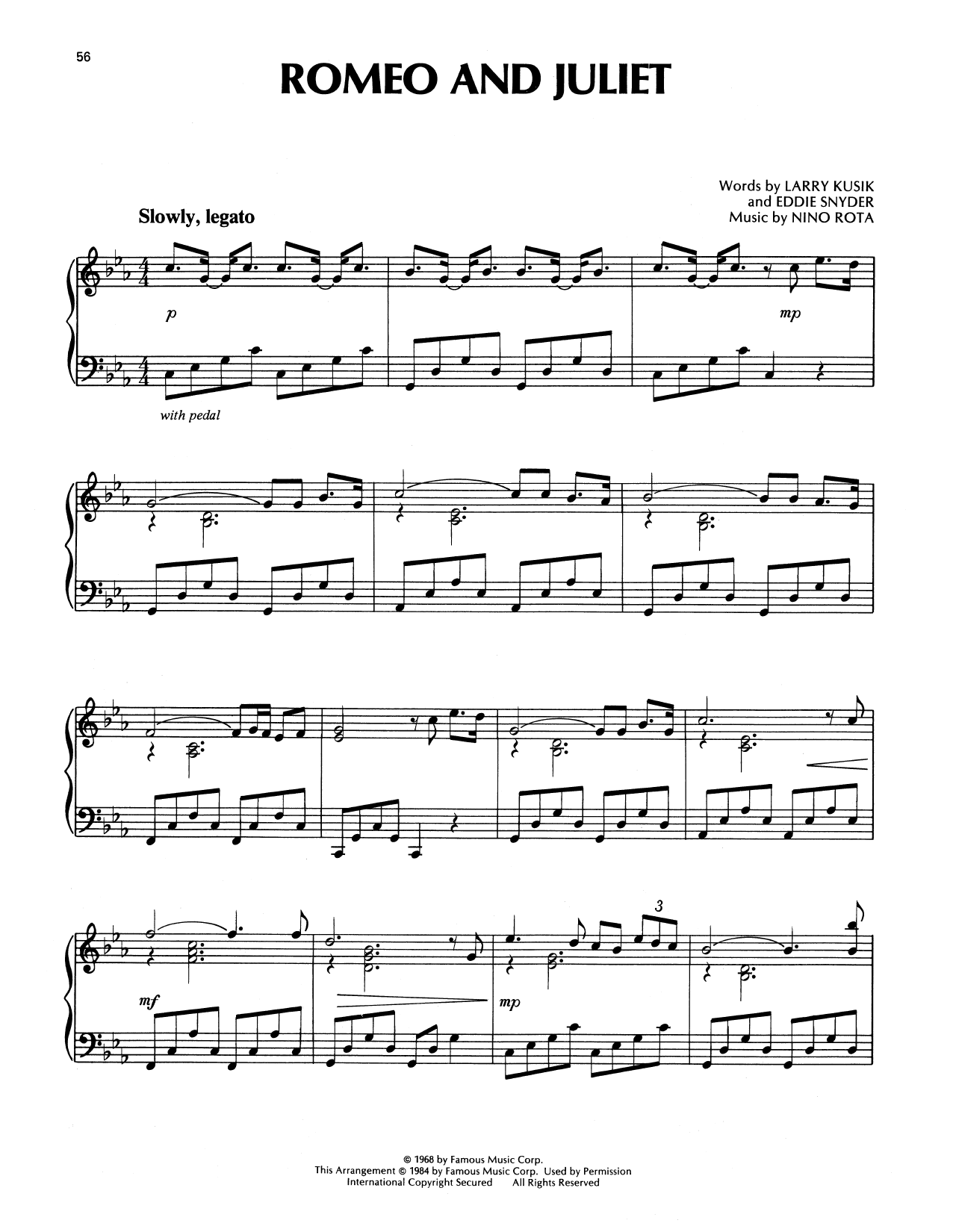 Romeo And Juliet (Love Theme) por Richard Clayderman Partituras para ...